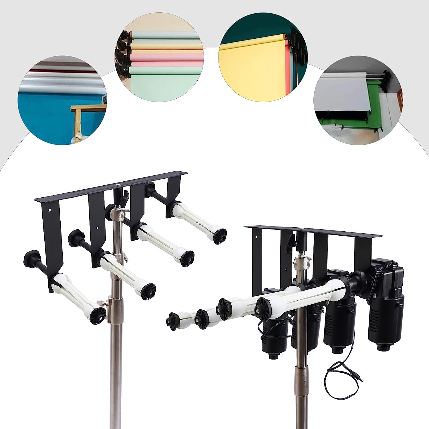 Anqidi 4 Roller Motorized Backdrop System, Wall Mount, Remote Control ...