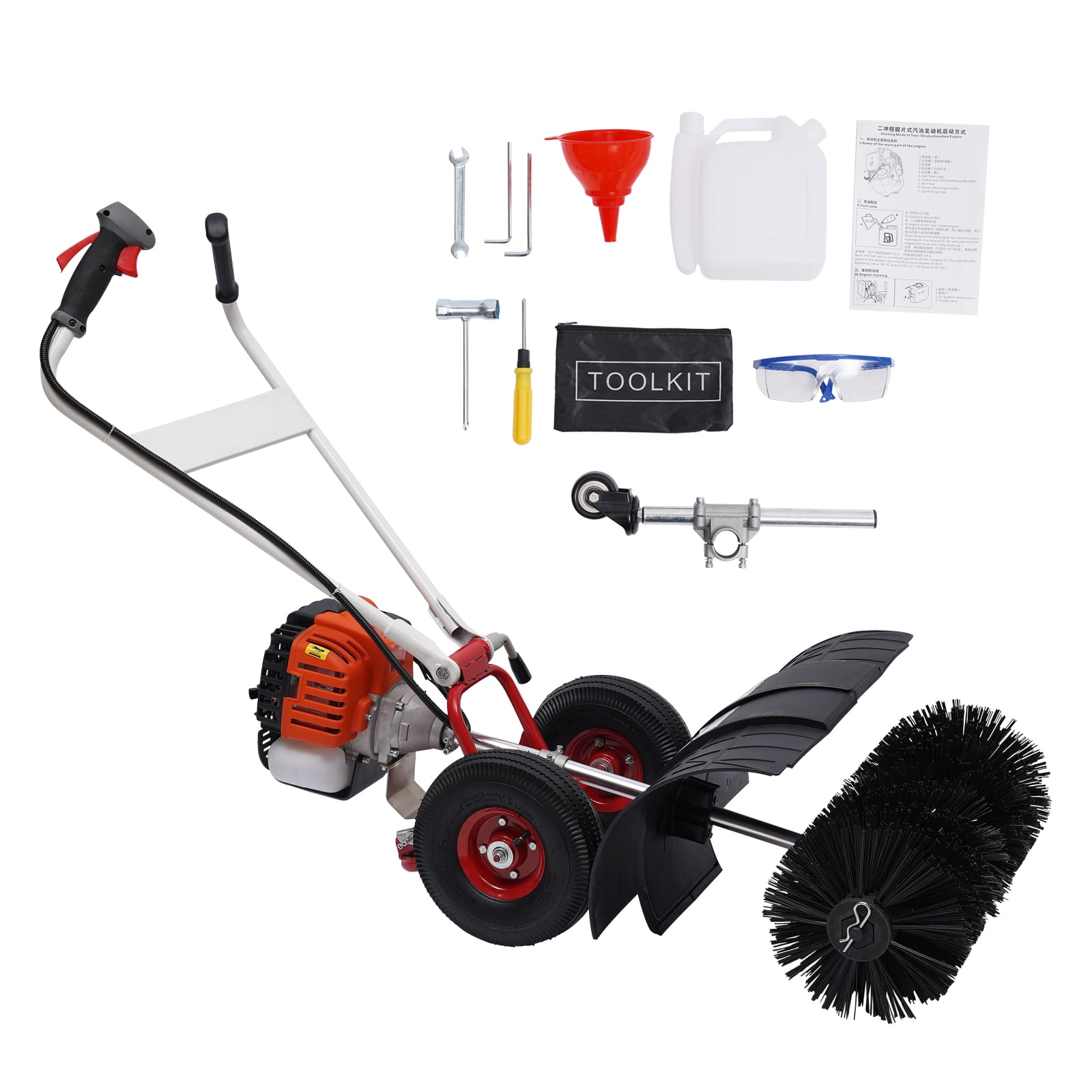 Anqidi 52CC 2-Stroke Gas Power Sweeper Broom 2.5HP Folding Hand-Pushed ...