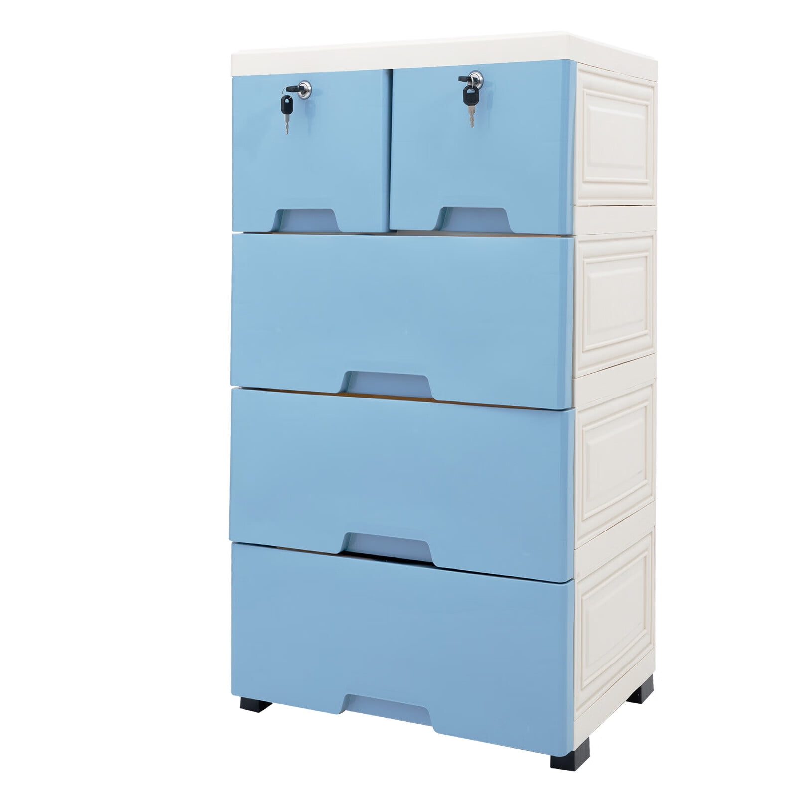 Anqidi 6-Drawer Plastic Storage Cabinet, Lockable Dresser, Closet ...
