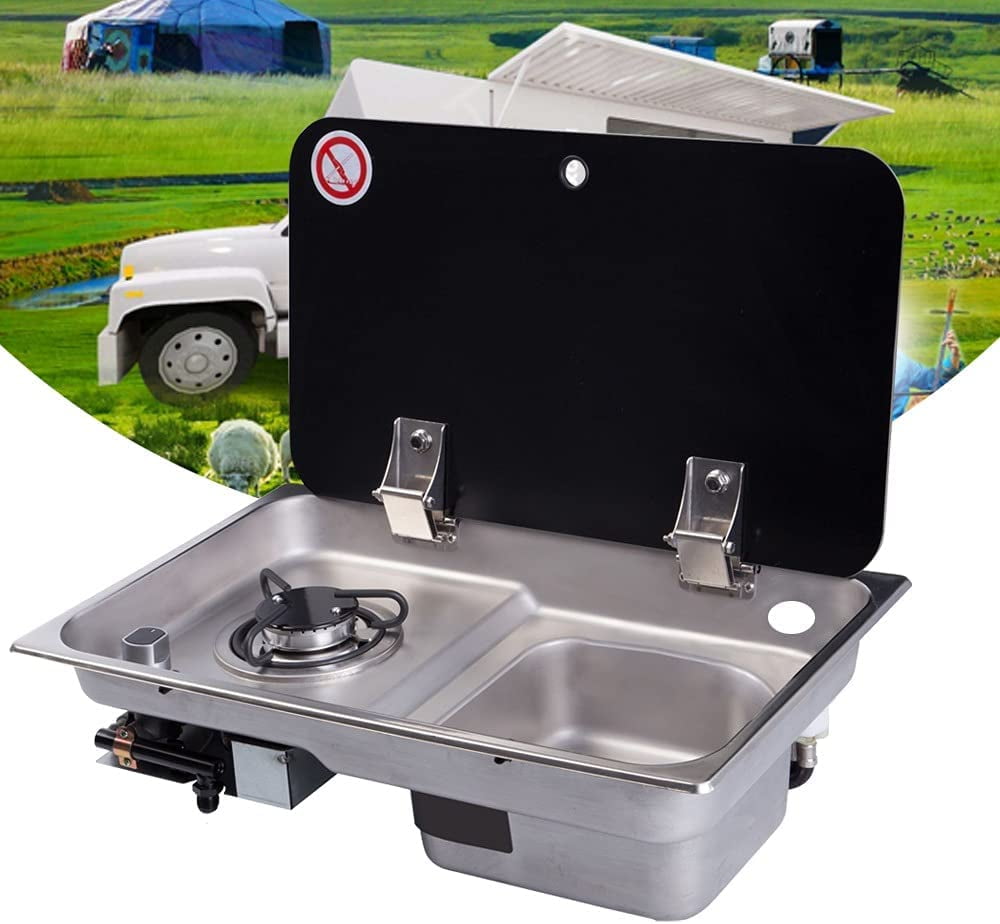 Anqidi RV Camper Boat Caravan 1 Burner LPG Gas Stove Hob & Sink Combo w ...