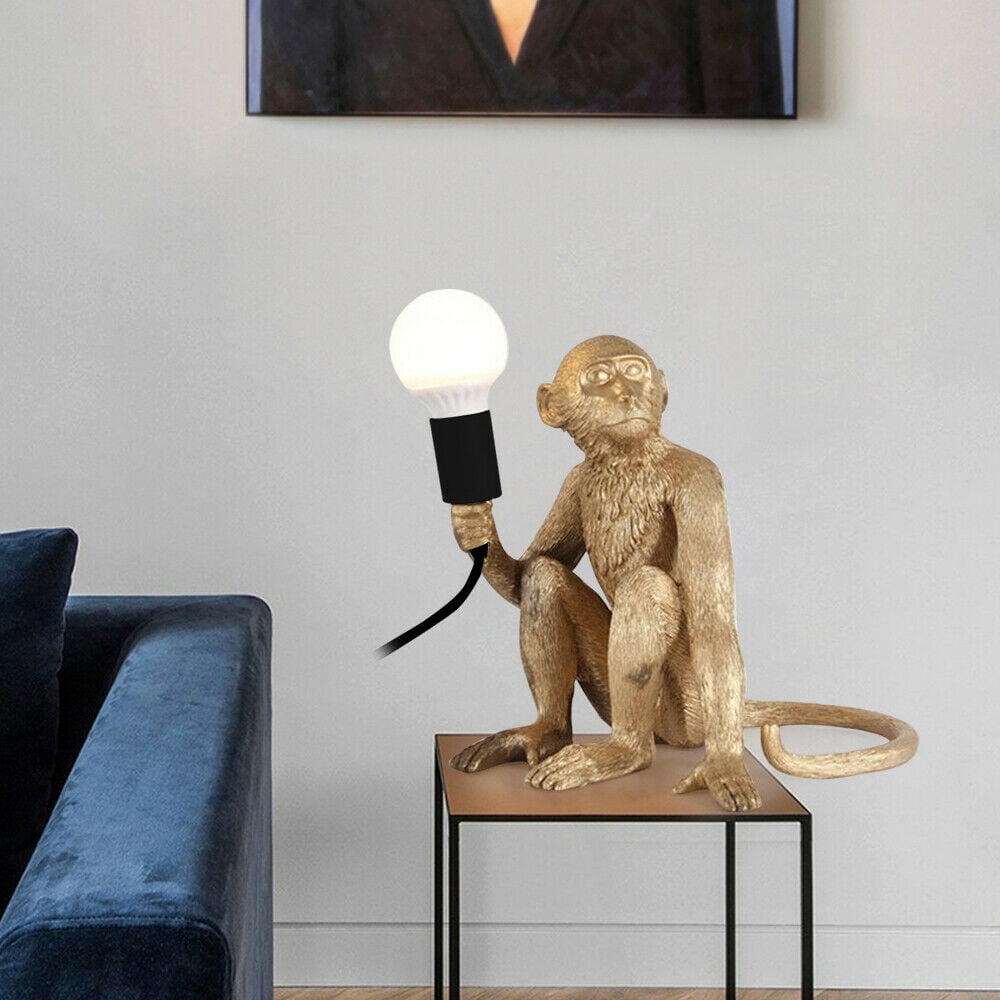 Anqidi Sitting Monkey Table Light Gold Modern Creative Resin Table Lamp ...