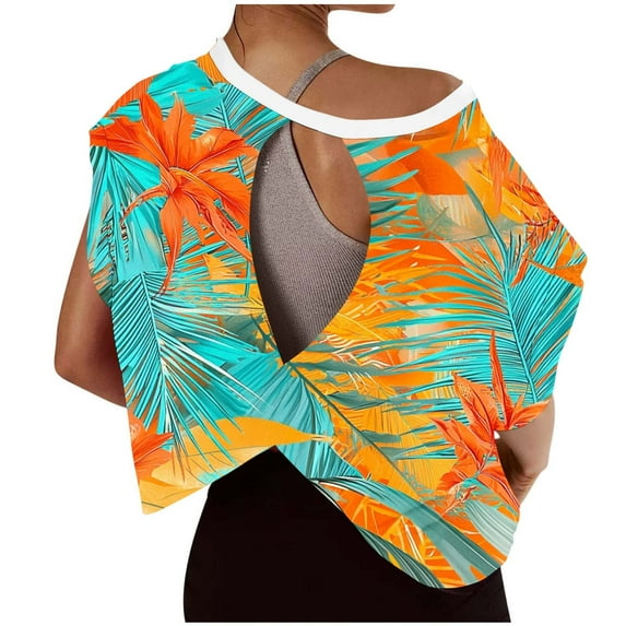 Anqov T Shirts for Women, Fashion Printed Short Sleeve Workout Shirts ...