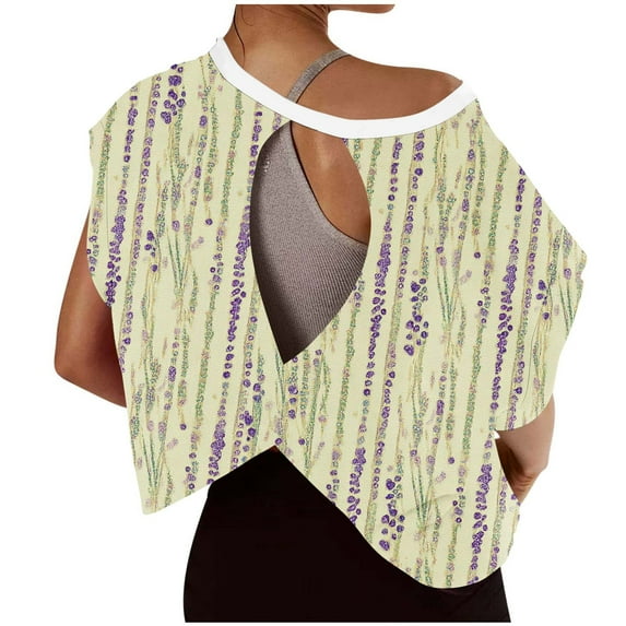 Anqov T Shirts for Women, Fashion Printed Short Sleeve Workout Shirts ...