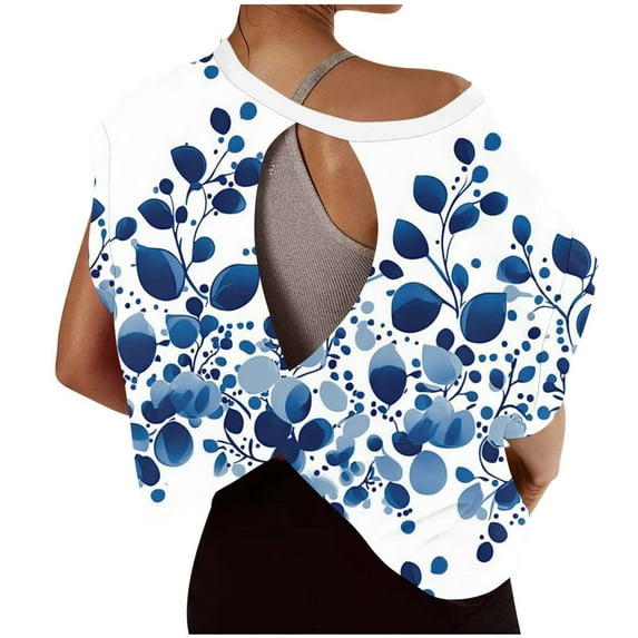 Anqov T Shirts for Women, Fashion Printed Short Sleeve Workout Shirts ...