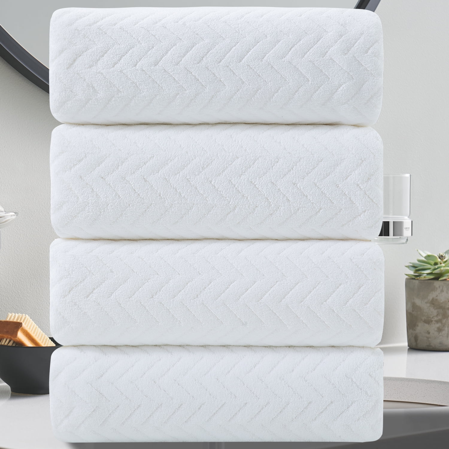 Anray Home Bath Towel Set 4 Pack Microfiber Bathroom Towel Plush Bath ...