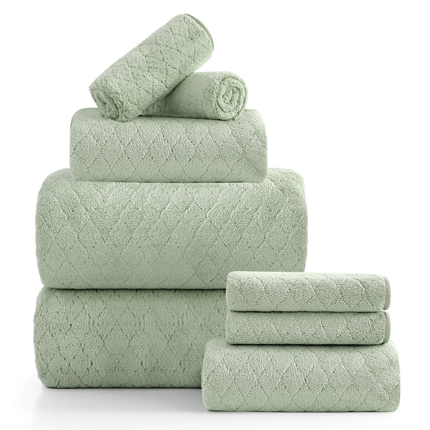 Beartech 8 Piece Microfiber Bath Towels Set - 2 Bath sheet, 2 Hand, 4 ...