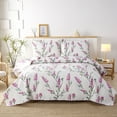 Anray Home Queen Size Floral Quilt Set - Rose Purple Lilac Lightweight ...