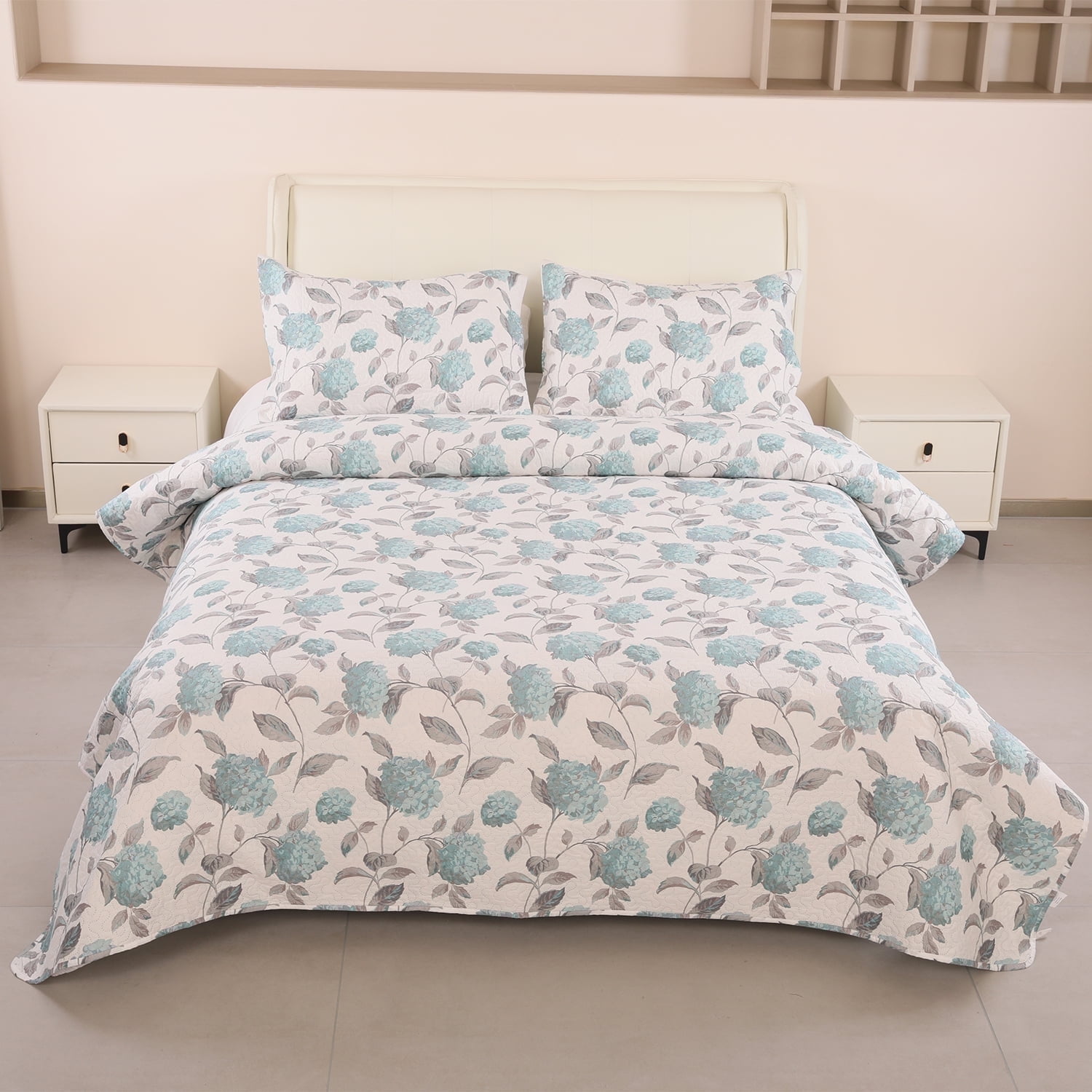 Anray Home Queen Floral Quilt Set, Reversible Microfiber Bedspread ...
