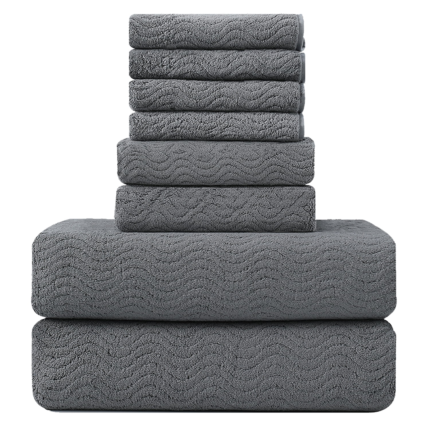 Anray Home Luxurious Bath Towel Set 8 Piece - 600 GSM 100% microfiber ...