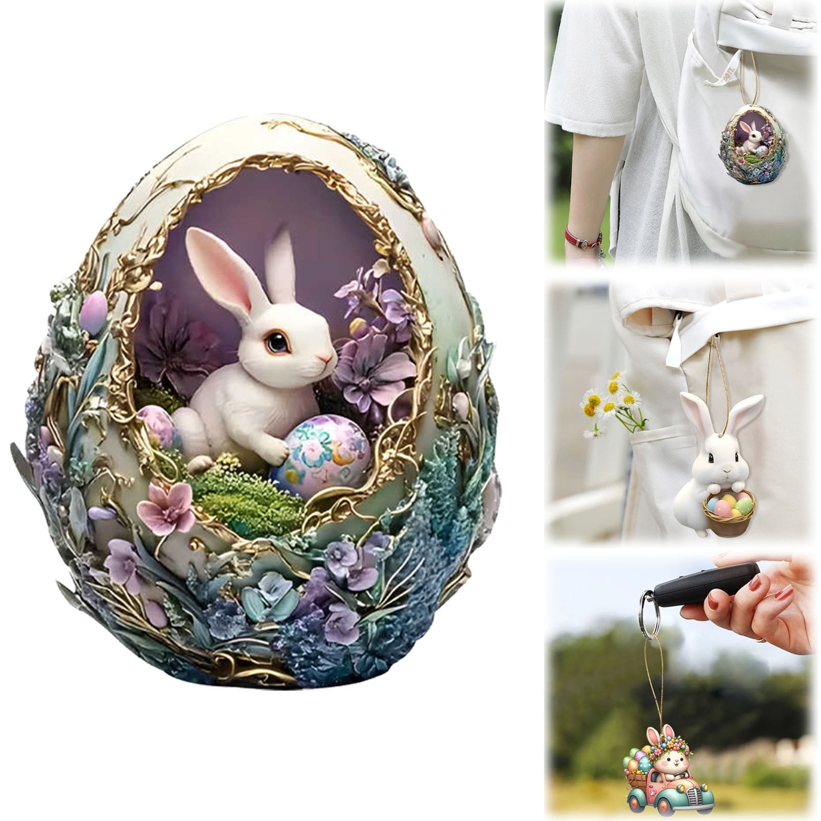 Anriop Easter Bunny Cute 2D Flat Pendant – Adorable Bag Charm For ...
