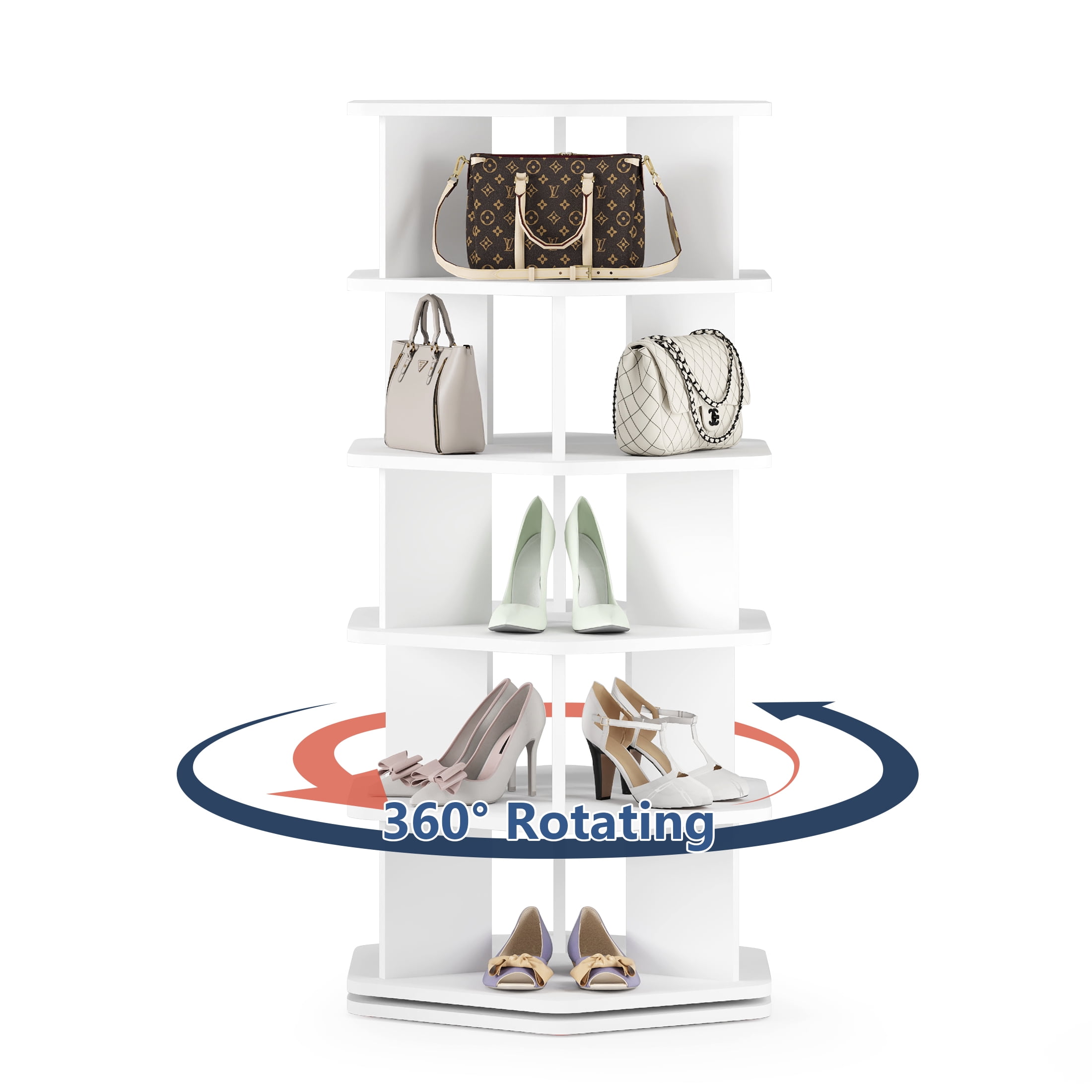 Anrist 360° Rotating Shoe Rack - 5 Tier Hexagon Spinning Shoe Organizer ...