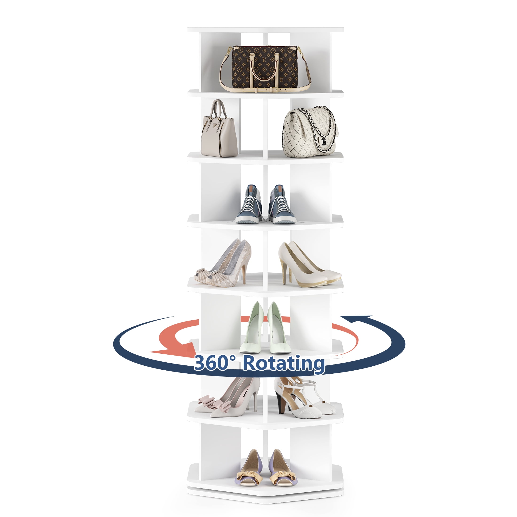 Anrist 360° Rotating Shoe Rack - 7 Tier Hexagon Spinning Shoe Organizer ...