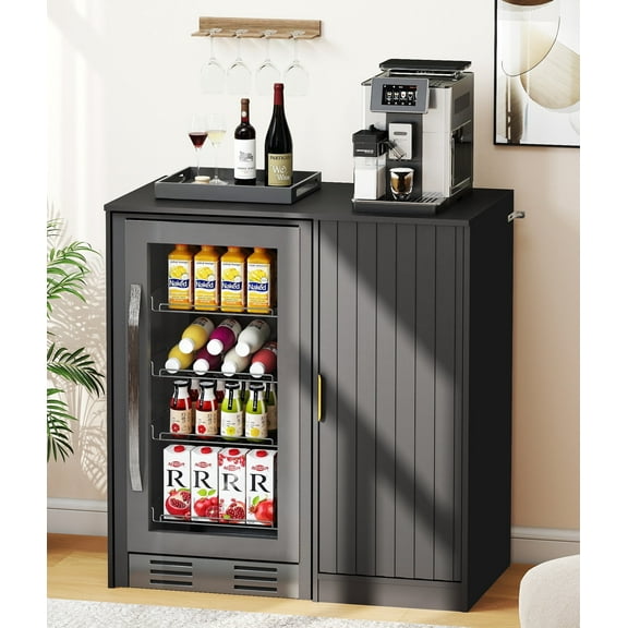Coffee Bar with Mini Fridge Space, Mini Fridge Cabinet Stand for Dorm ...