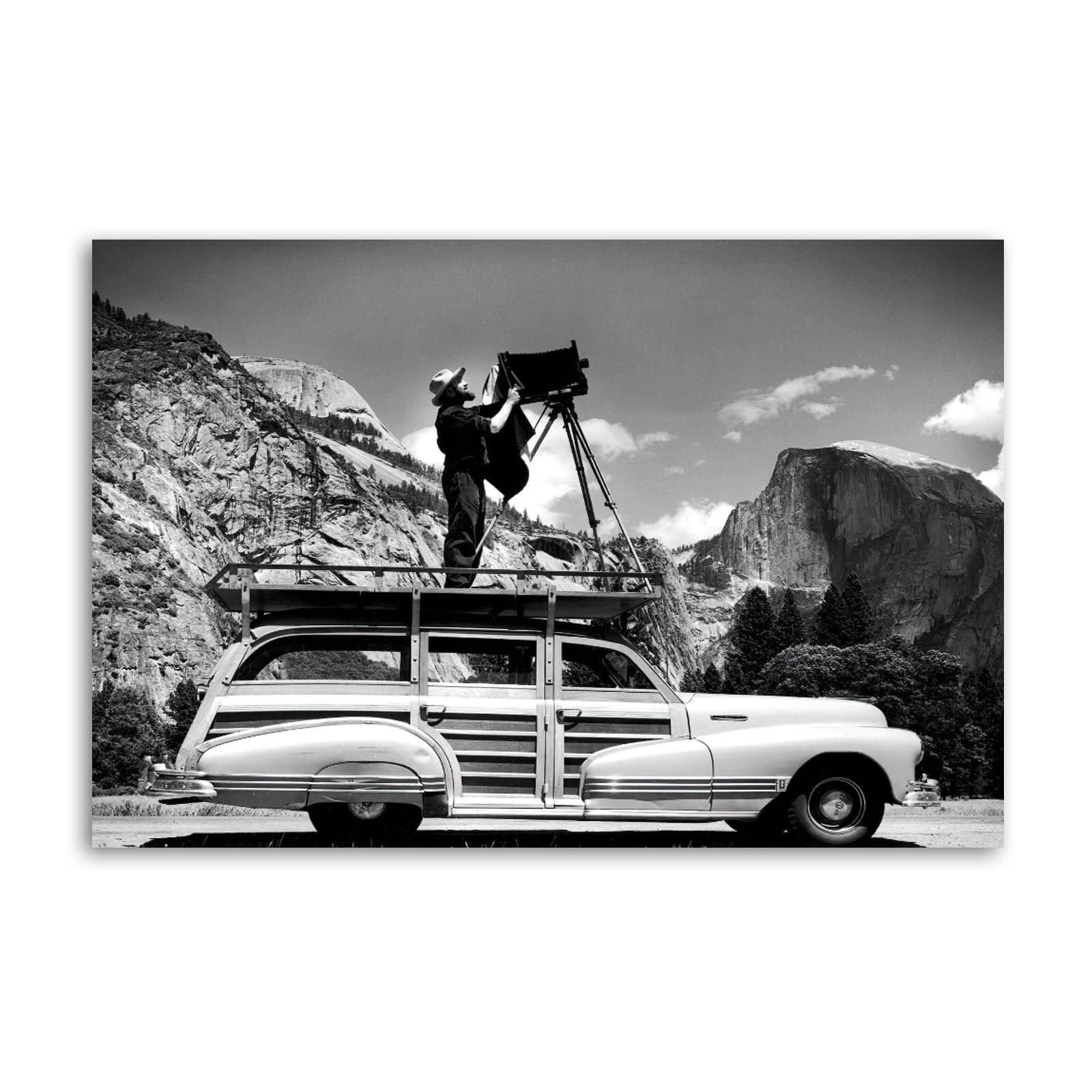 Ansel Adams at Half Dome, Yosemite, California Canvas Art Poster And ...