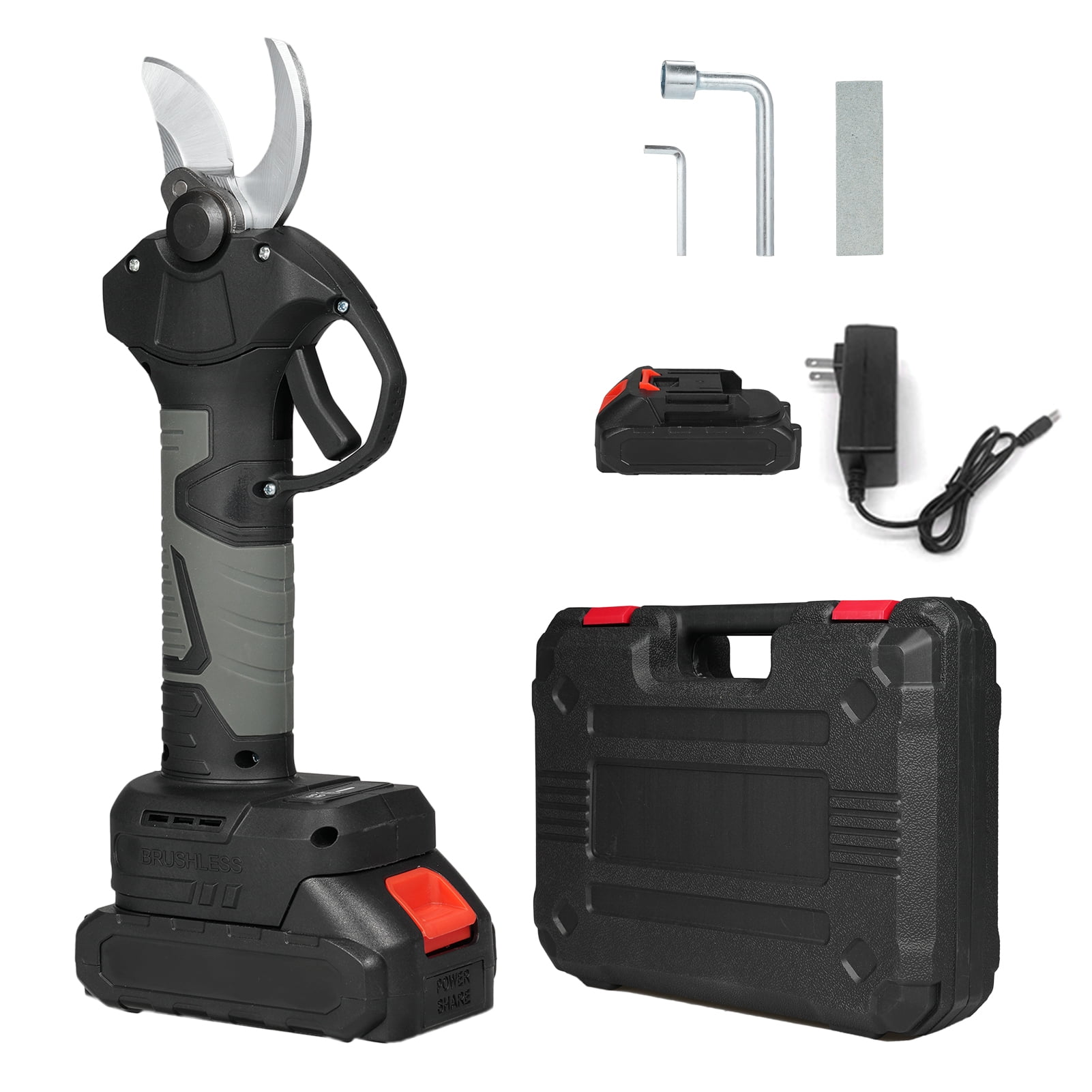 Anself 21V Handheld Pruner, Cordless, 30mm Cut, 2000mAh Battery, with ...