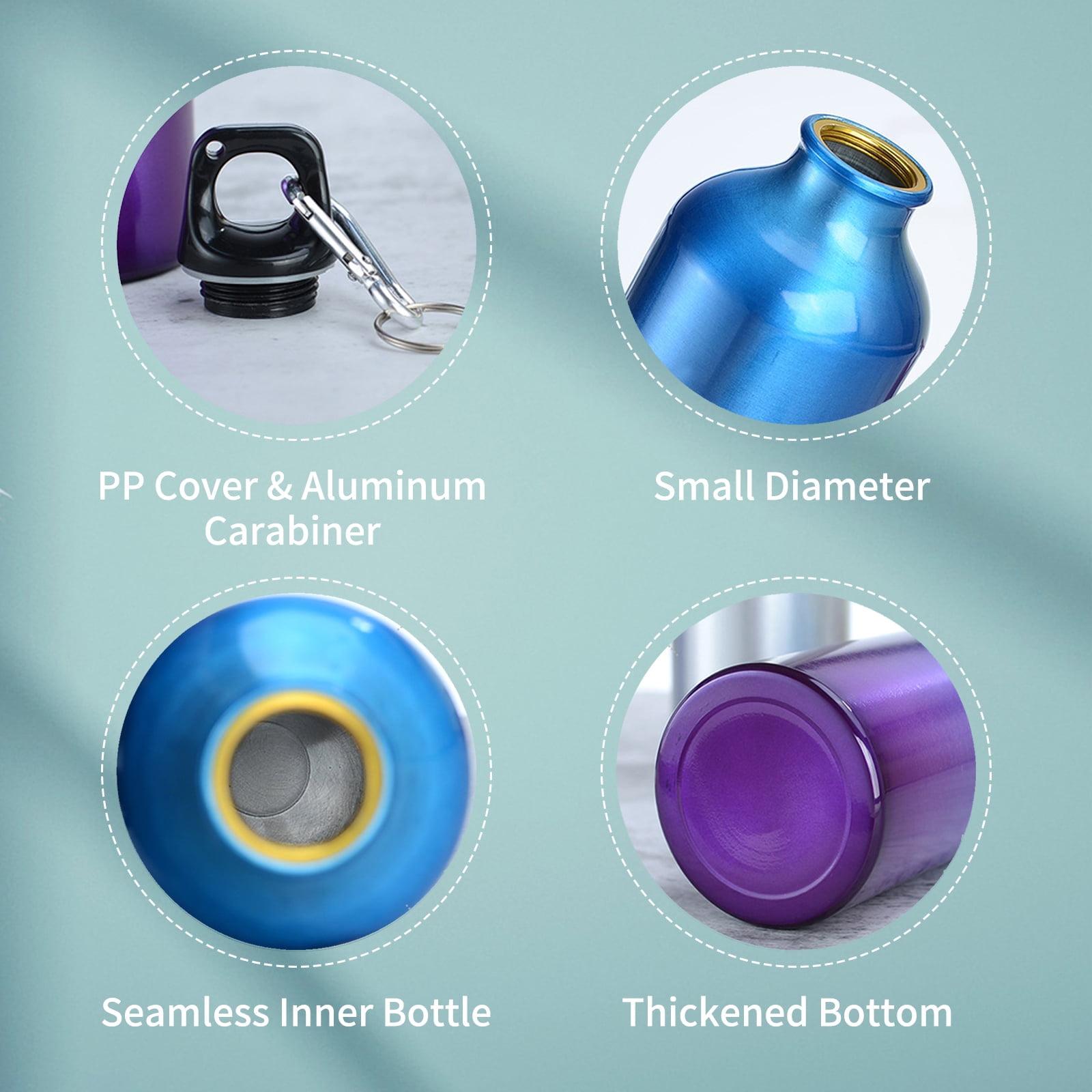 Anself 750mL Water Bottles with Carabiner Portable Aluminum Water ...