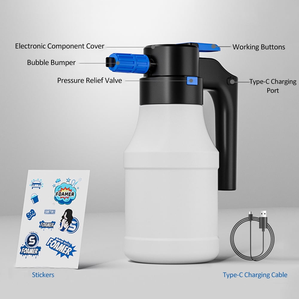 Anself Electric Foam Sprayer, 1.5L Cordless Car Wash Spray Gun, USB ...
