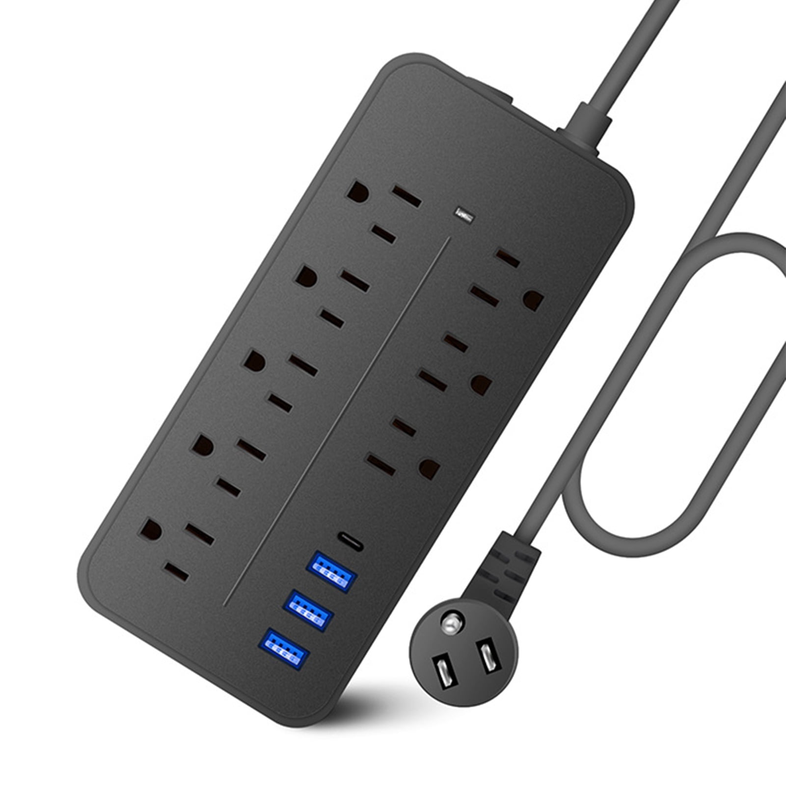 Anself Flat Plug Strip with Long Cord and USB C Port for Desk - Walmart.com