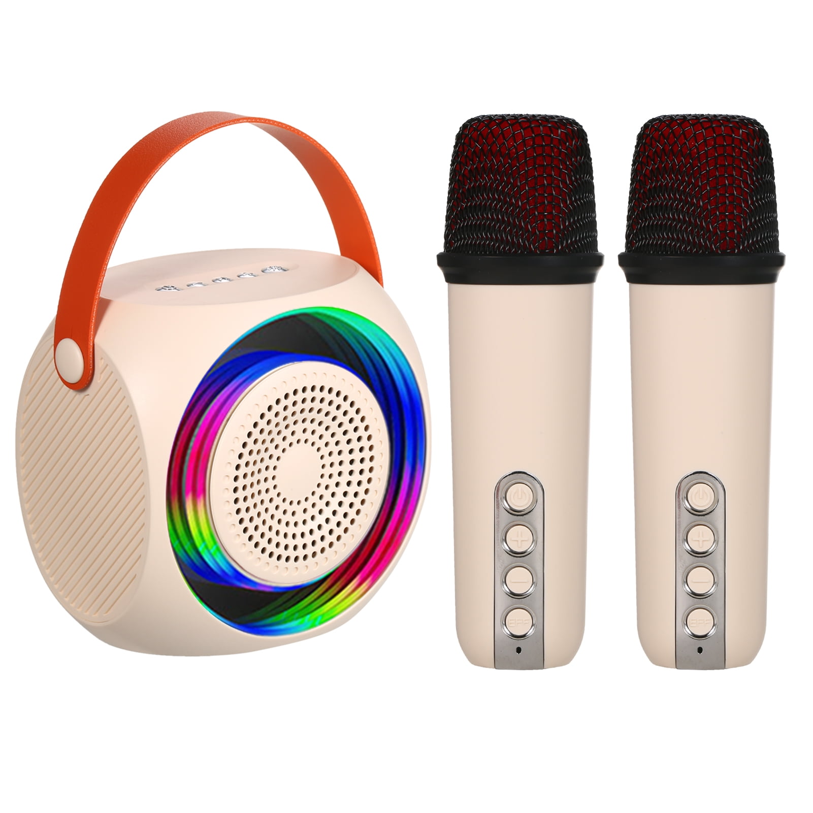 Anself LED Lights Karaoke Machine with Two Wireless Microphones ...