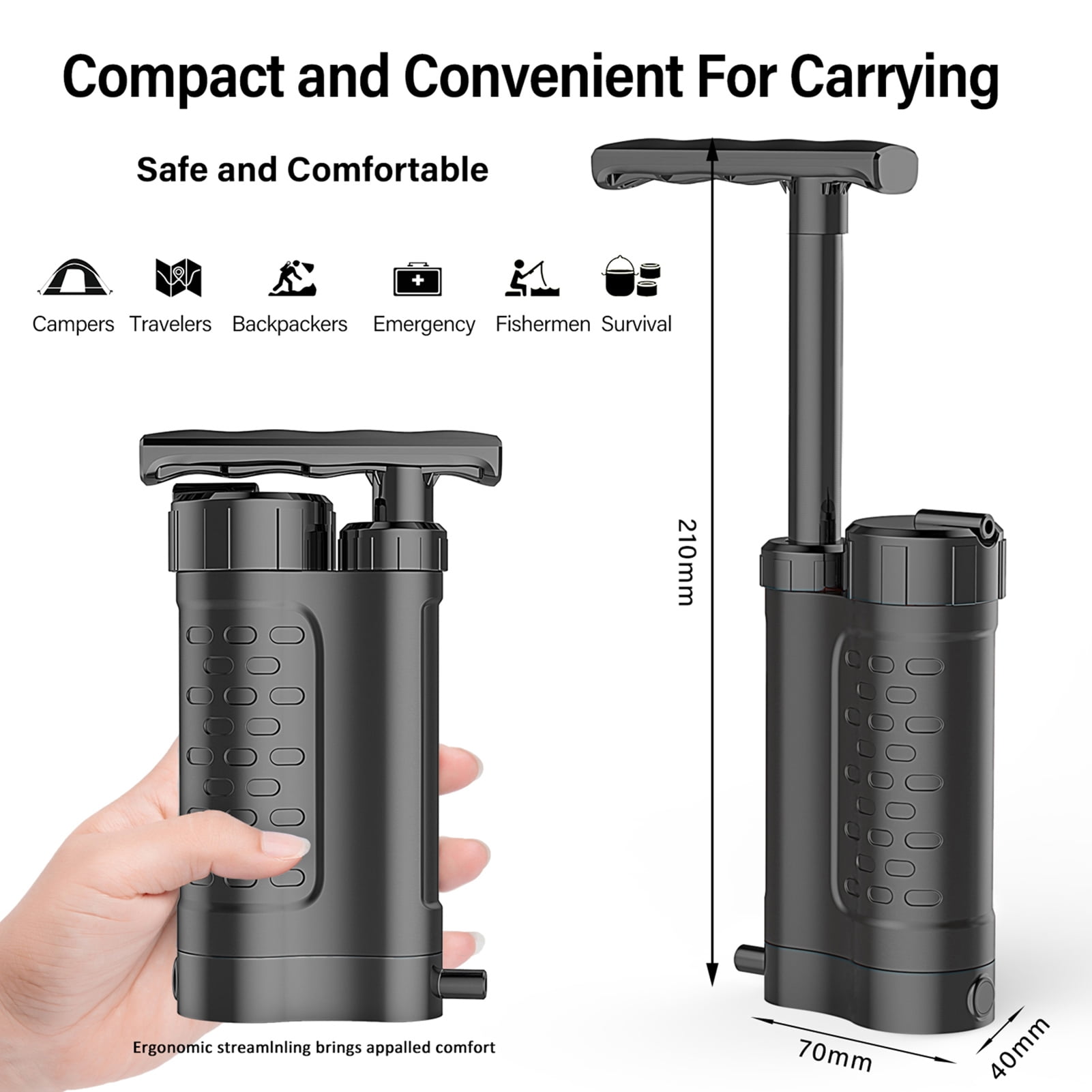 Anself Pump Filtration System with 0.01 Micron Filter Portable Survival ...