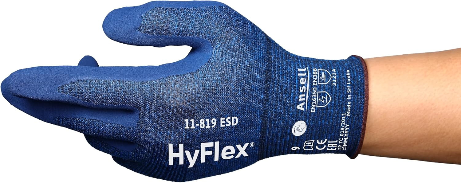 Ansell HyFlex 11-819 ESD Touch Screen Compatible Nitrile Foam Coated ...