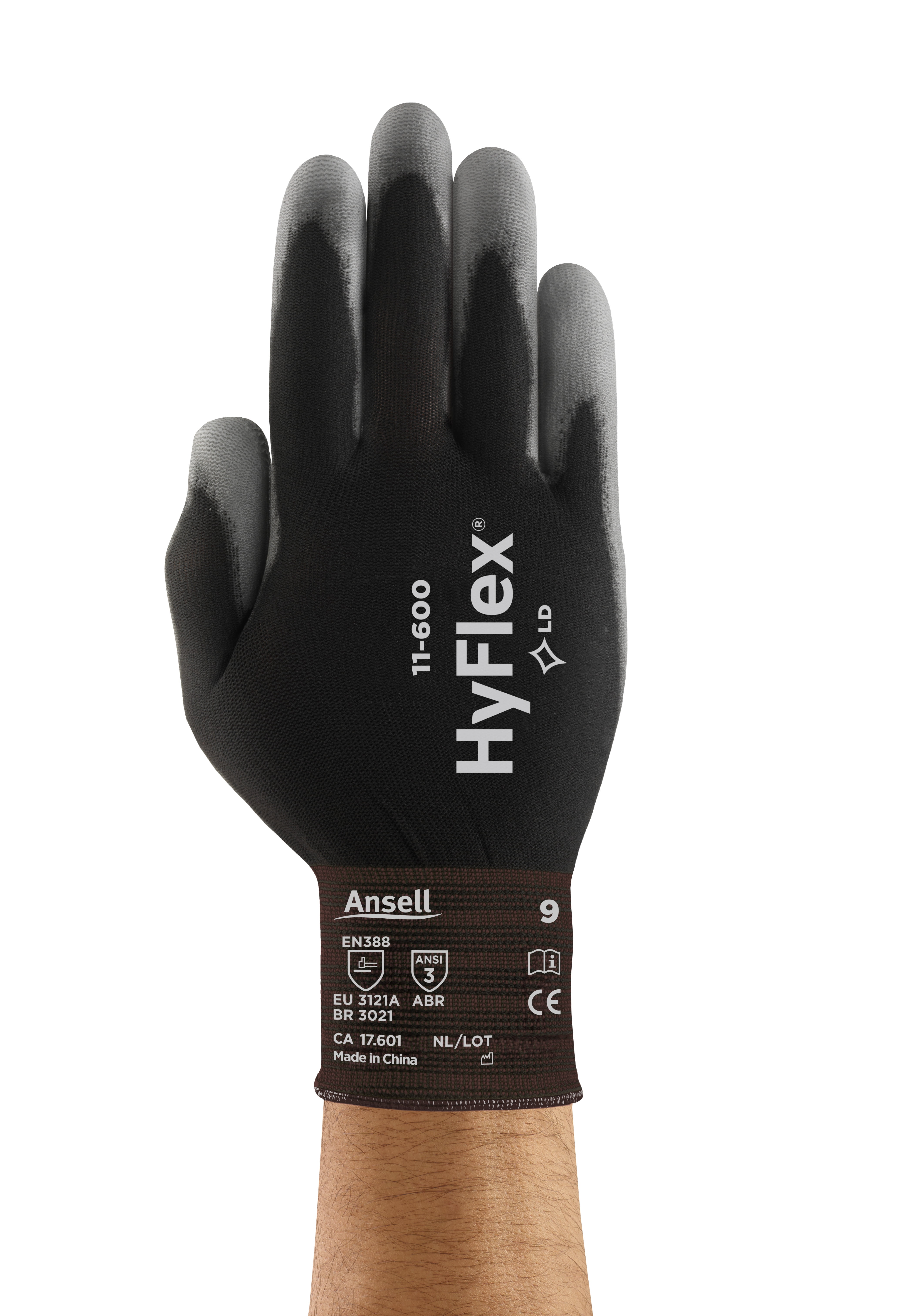 Ansell Hyflex 11-600 Light Duty Industrial Workwear Safety Gloves with ...