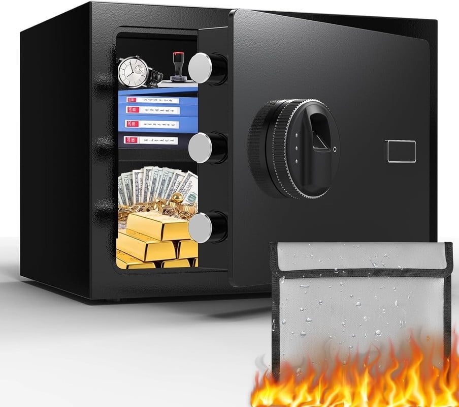 Anshida Biometric Fingerprint Safe Box, 0.5 Cubic Feet Home Safes with ...