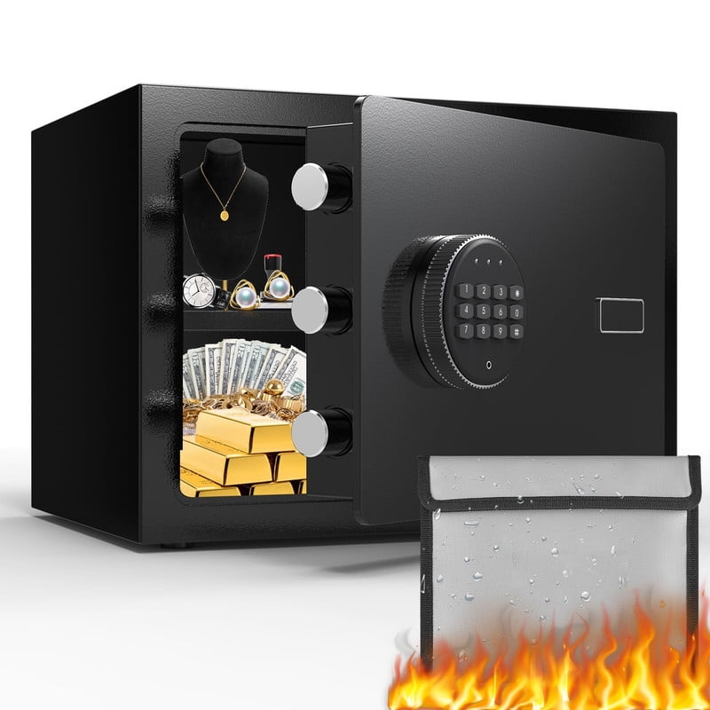 Anshida Safe Box, 0.5 Cubic Feet Home Safes with Fireproof Bag, Digital ...
