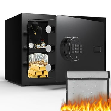 Safe Box, 1.2 Cubic Feet Security Safe with Fireproof Waterproof Money ...