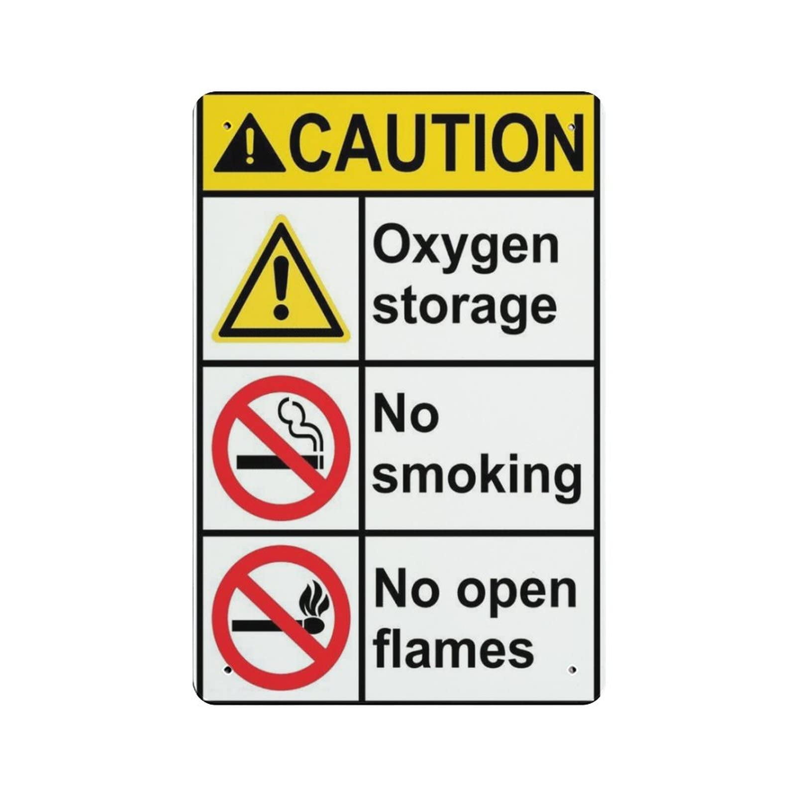 Ansi Caution Oxygen Storage No Smoking No Open Flames Warning Metal ...