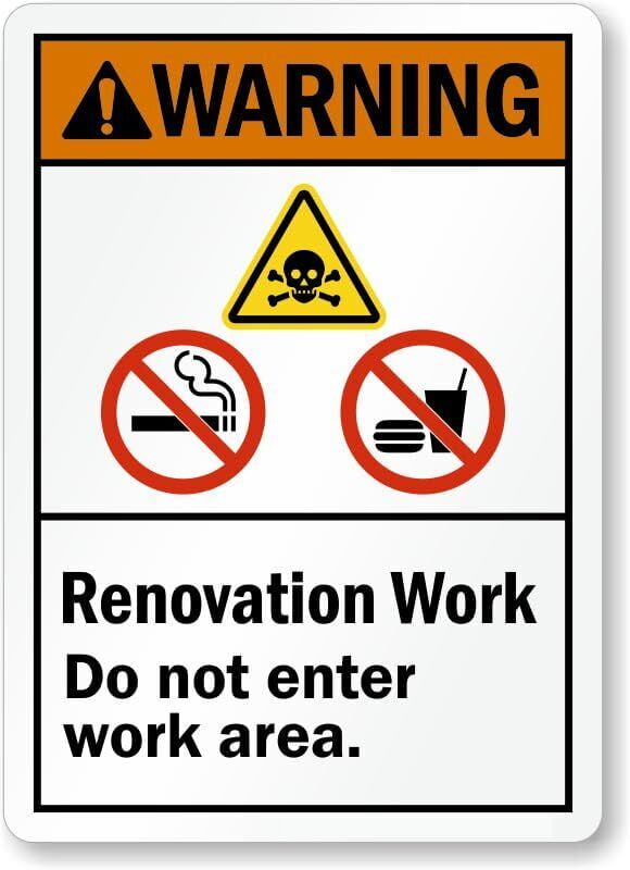 Ansi Warning Renovation Work Weatherproof Metal Aluminum Sign Size: 16 ...