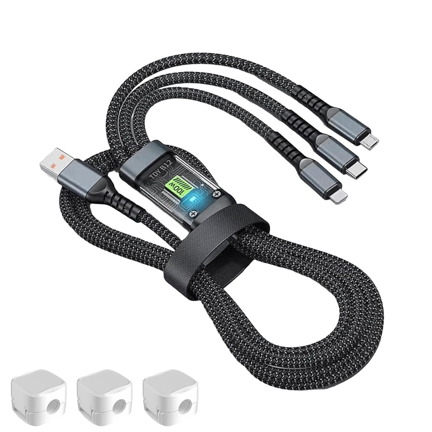 Ansightsee Transparent Luminous Super Fast Charging 3-in-1 Data Cable ...