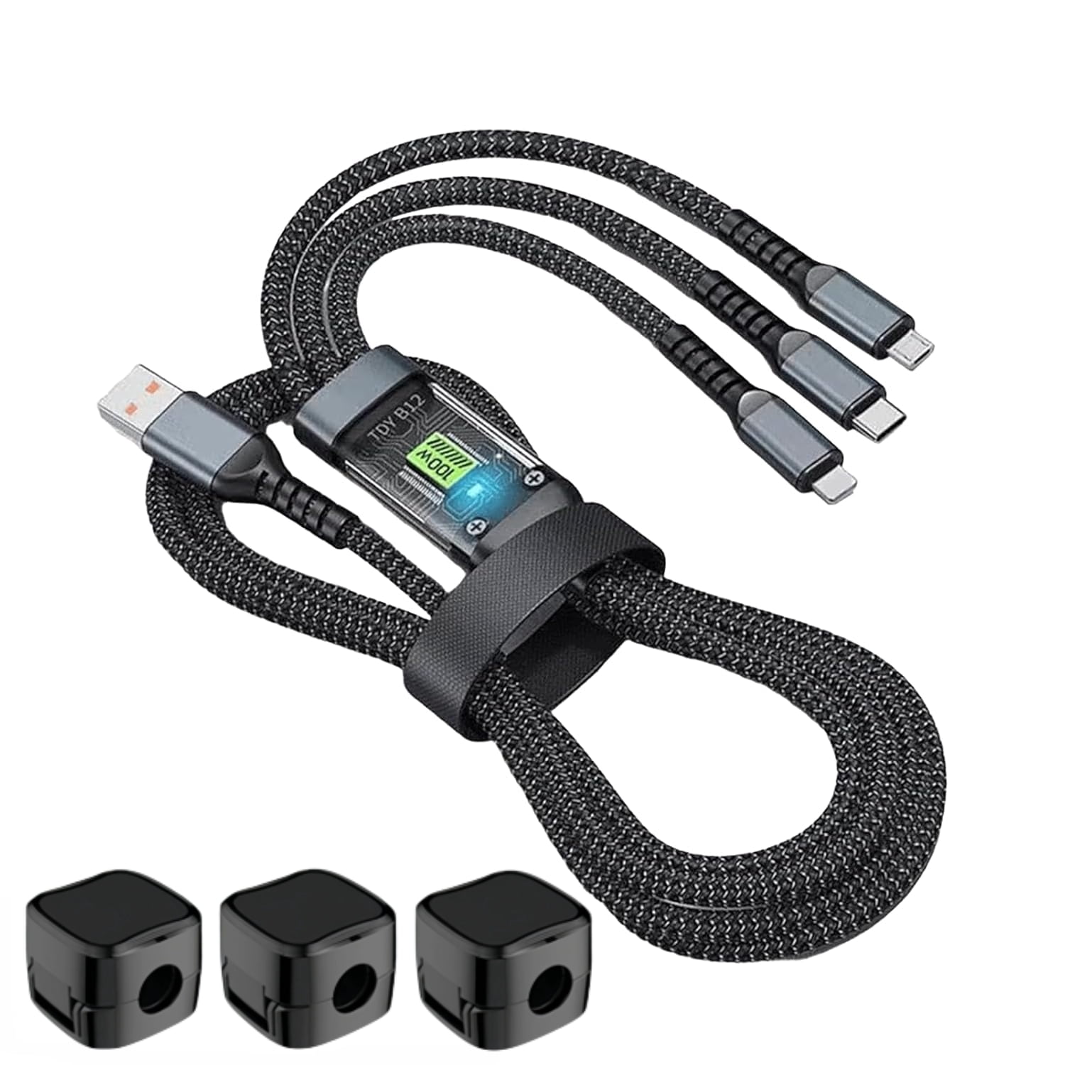 Ansightsee Transparent Luminous Super Fast Charging 3-in-1 Data Cable ...