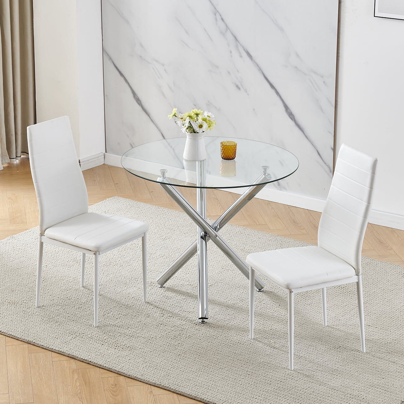 Ansley&HosHo Set of 3 Dining Table Chair Set Kitchen Chairs Dining Room ...