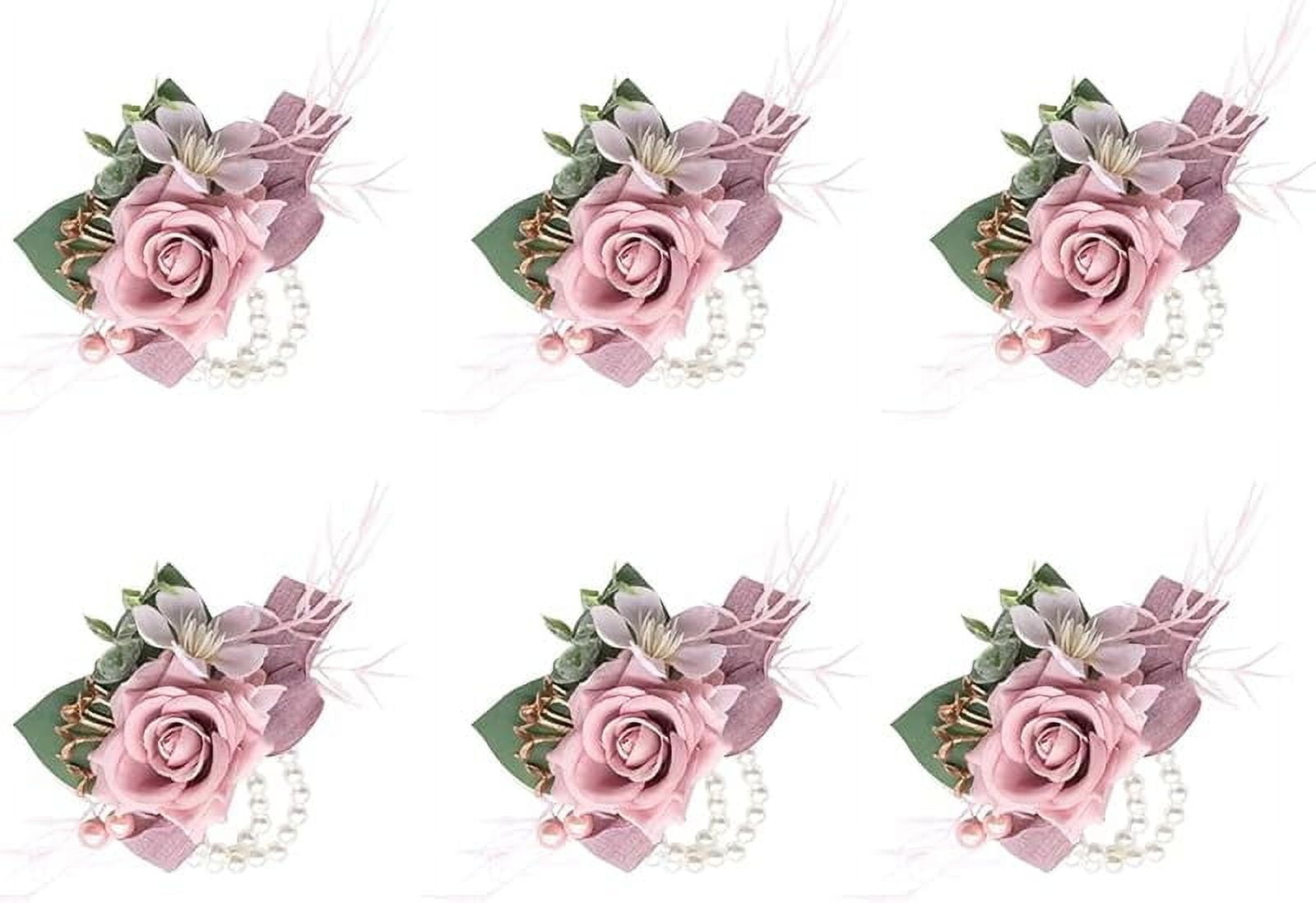 Ansofi Champagne Corsage and Boutonniere Set, Prom Artificial Flower ...