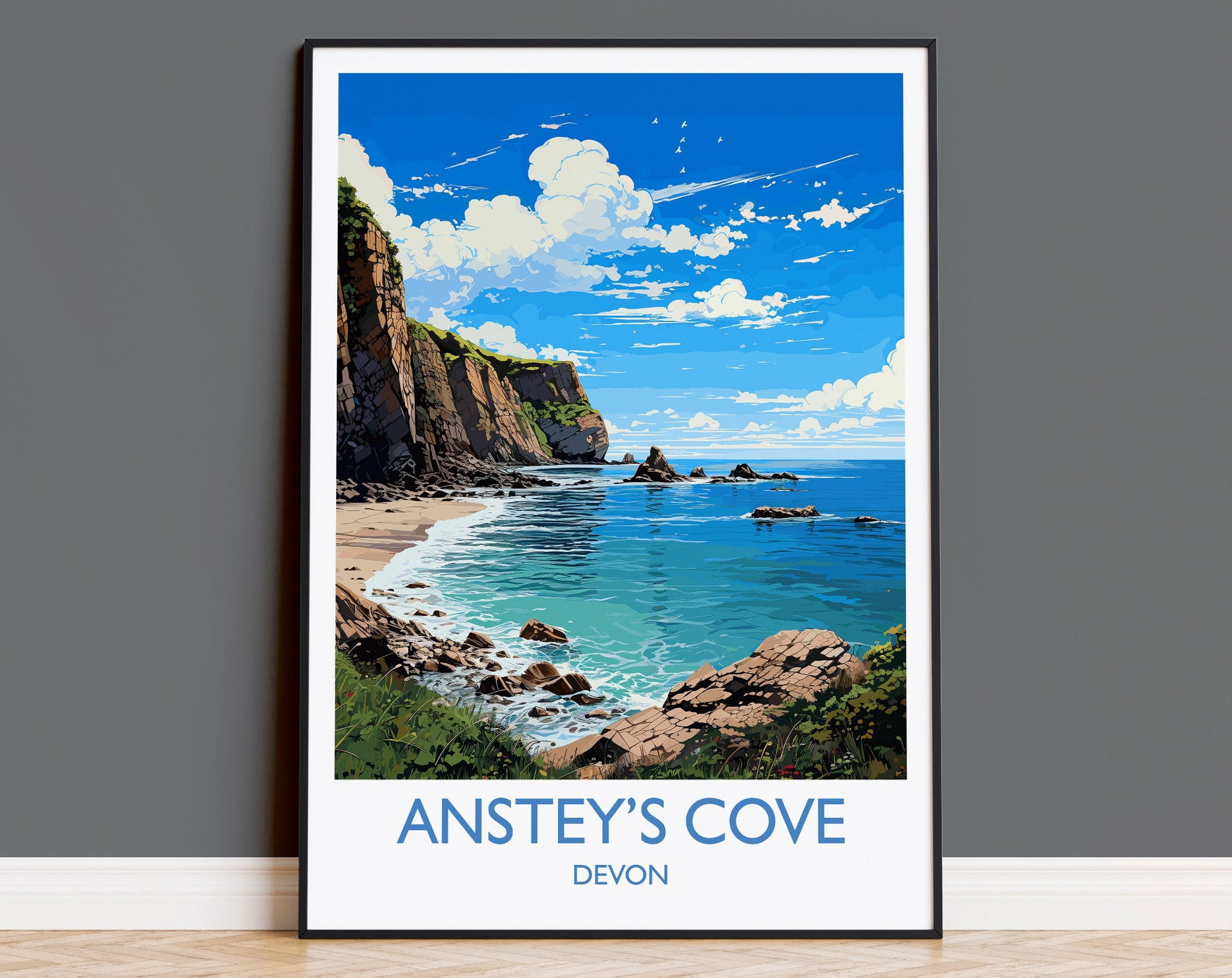 Ansteys Cove Print Wall Art, Travel Poster of Ansteys Cove, England ...