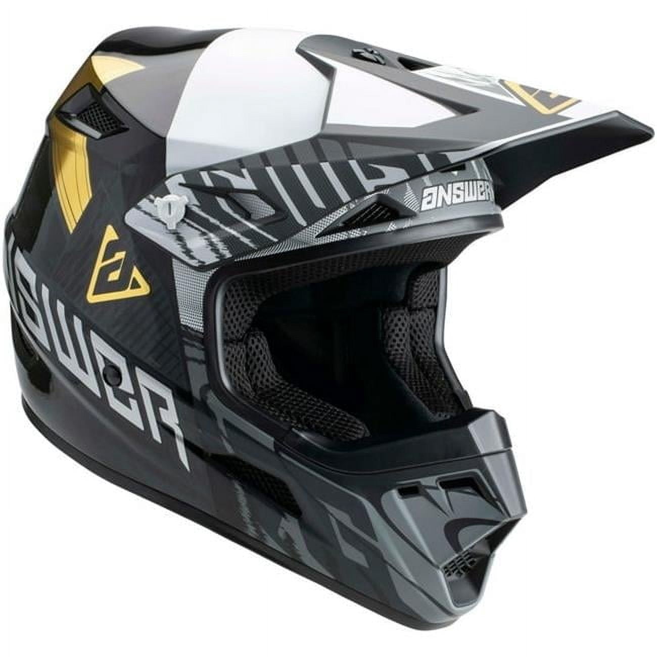 Answer AR3 Ronin MX Offroad Helmet Black/White/Gold LG for Adults, Dirt ...