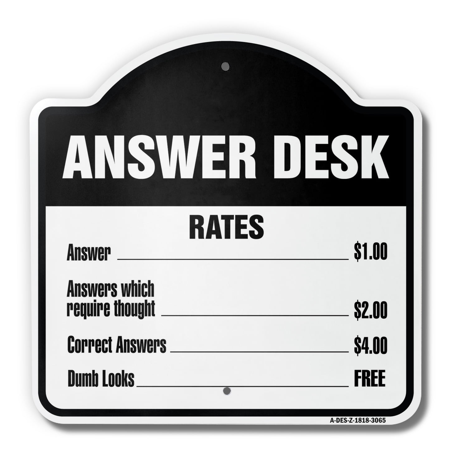 Answer Desk 18" X 18" Heavy-Gauge Aluminum Architectural Sign ...