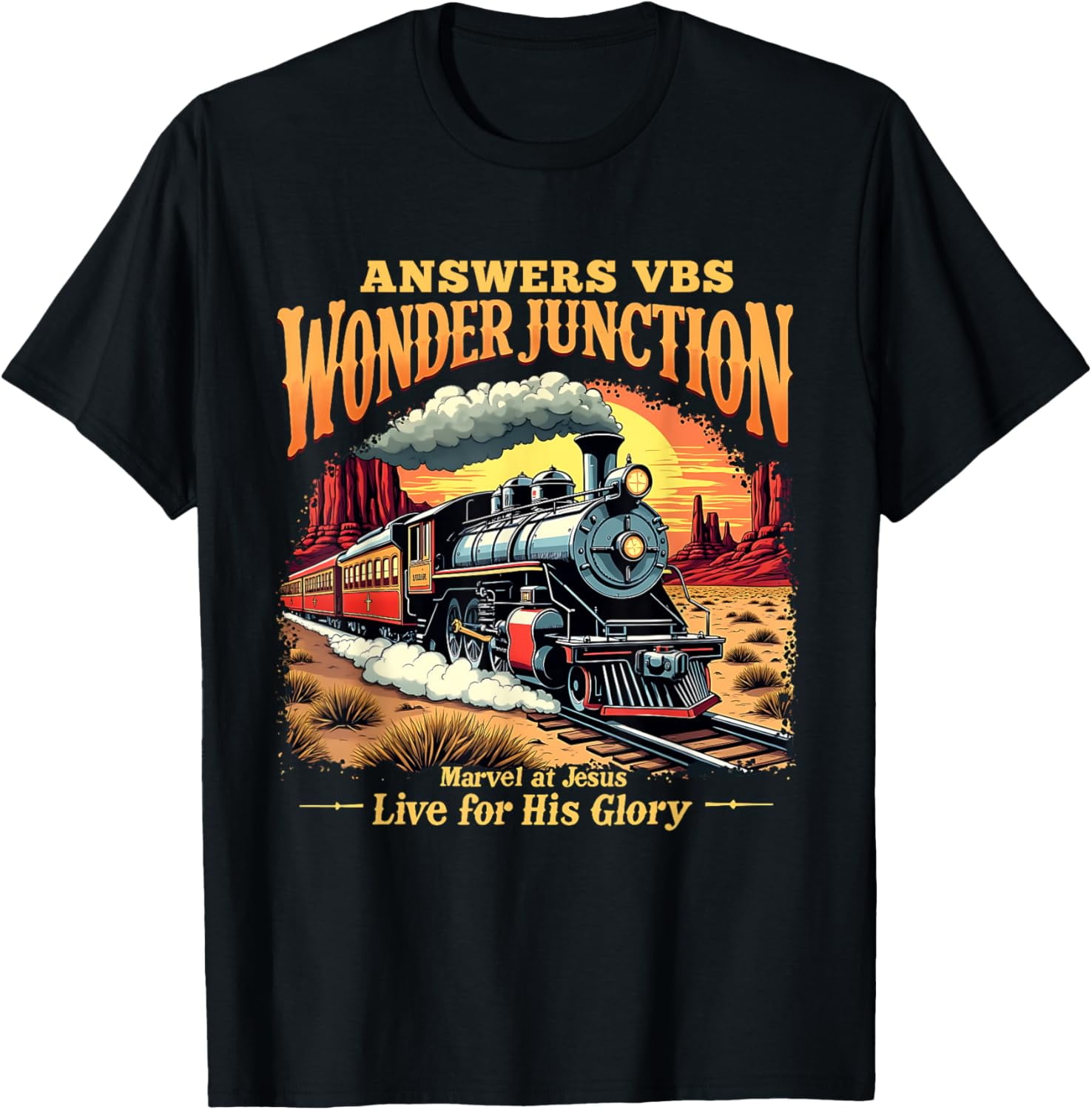 Answers VBS Wonder Junction Christian Train Theme Design T-Shirt Faith ...