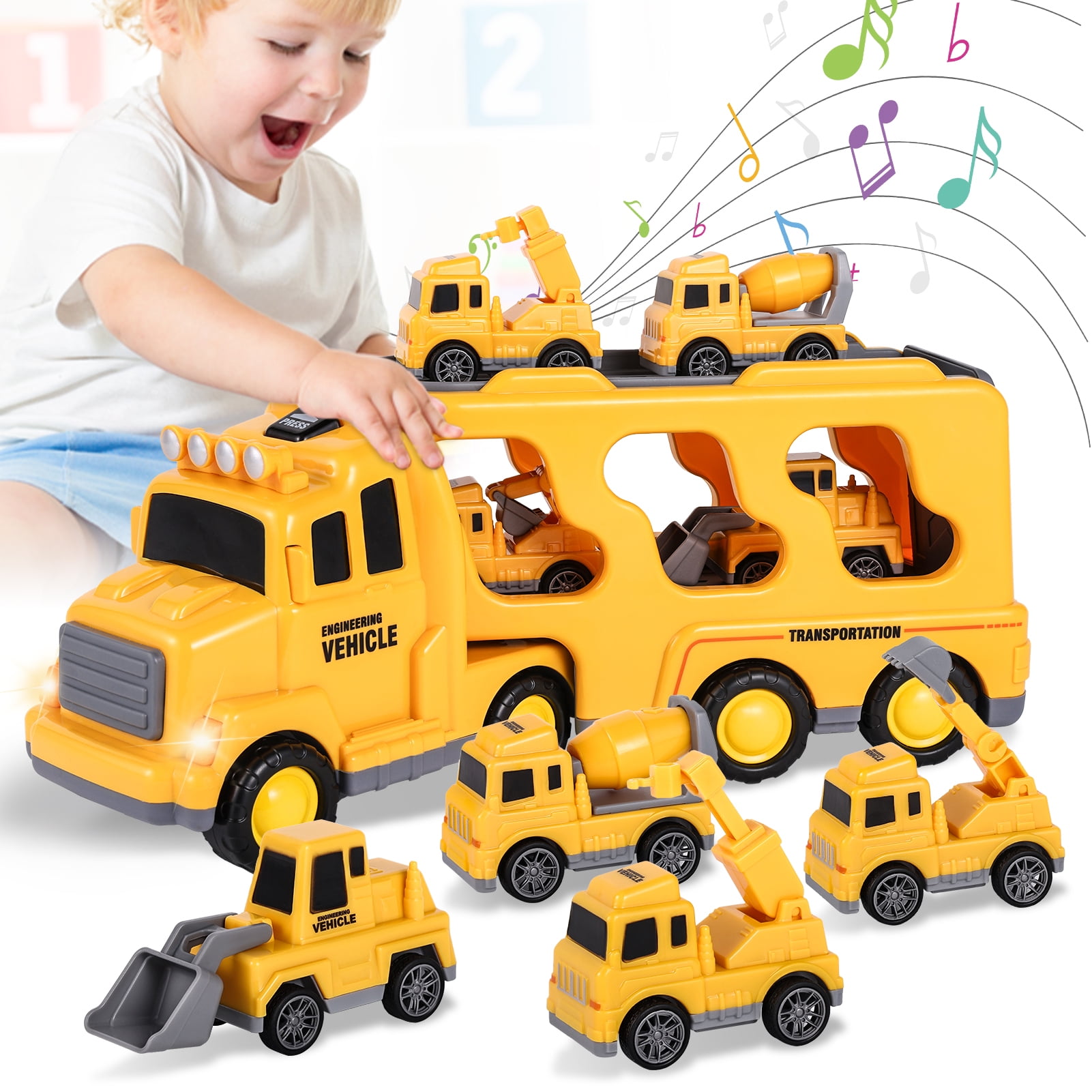Ant Class 5-in-1 Construction Vehicle Toy Set, Trucks for Kids 3-6 ...