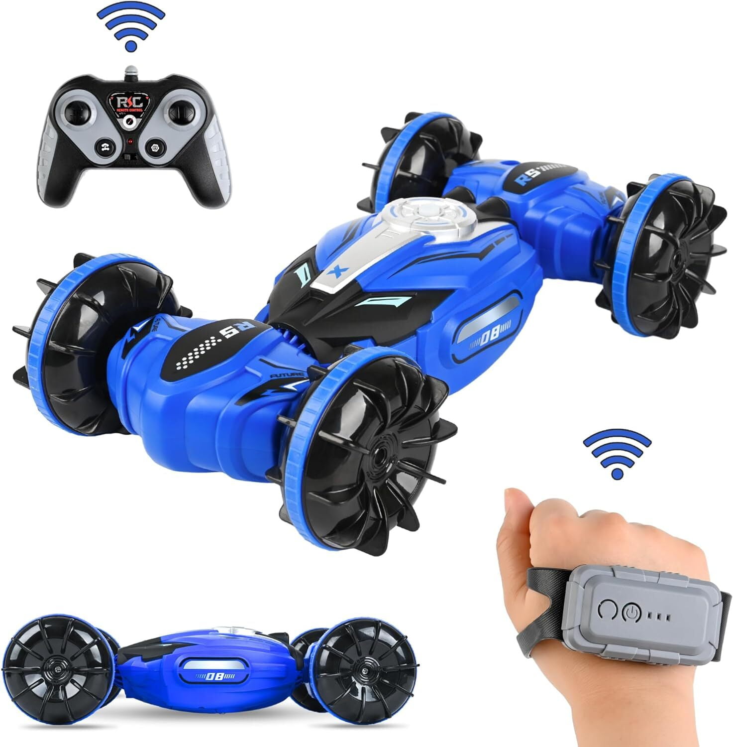 Ant Class 4WD RC Stunt Car, Gesture Sensor, 360° Spins, Lights & Music ...