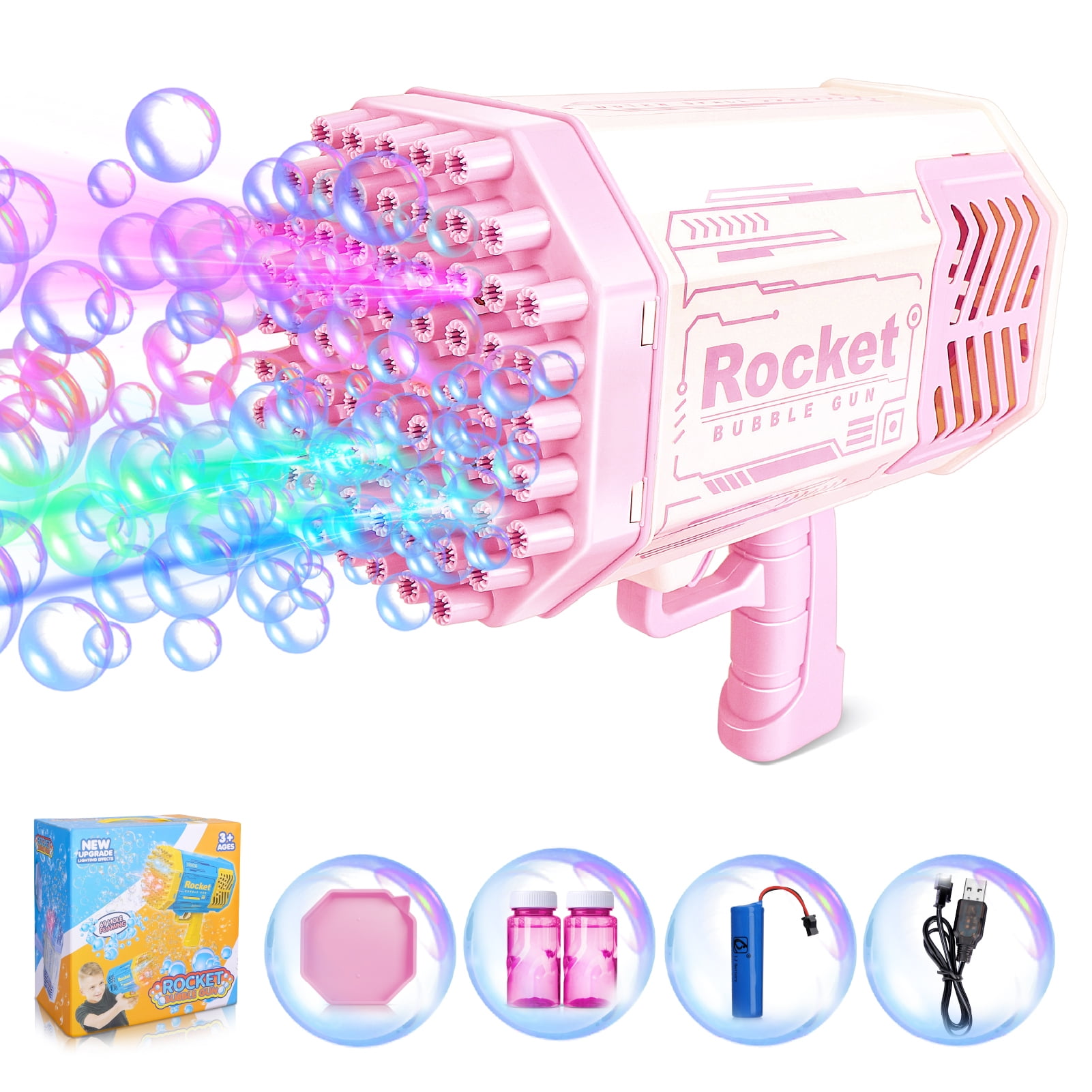 Ant Class Upgraded Rocket Bubble Gun 69 Holes with Colorful Lights ... Ant Class Upgraded Rocket Bubble Gun 69 Holes with Colorful Lights ...