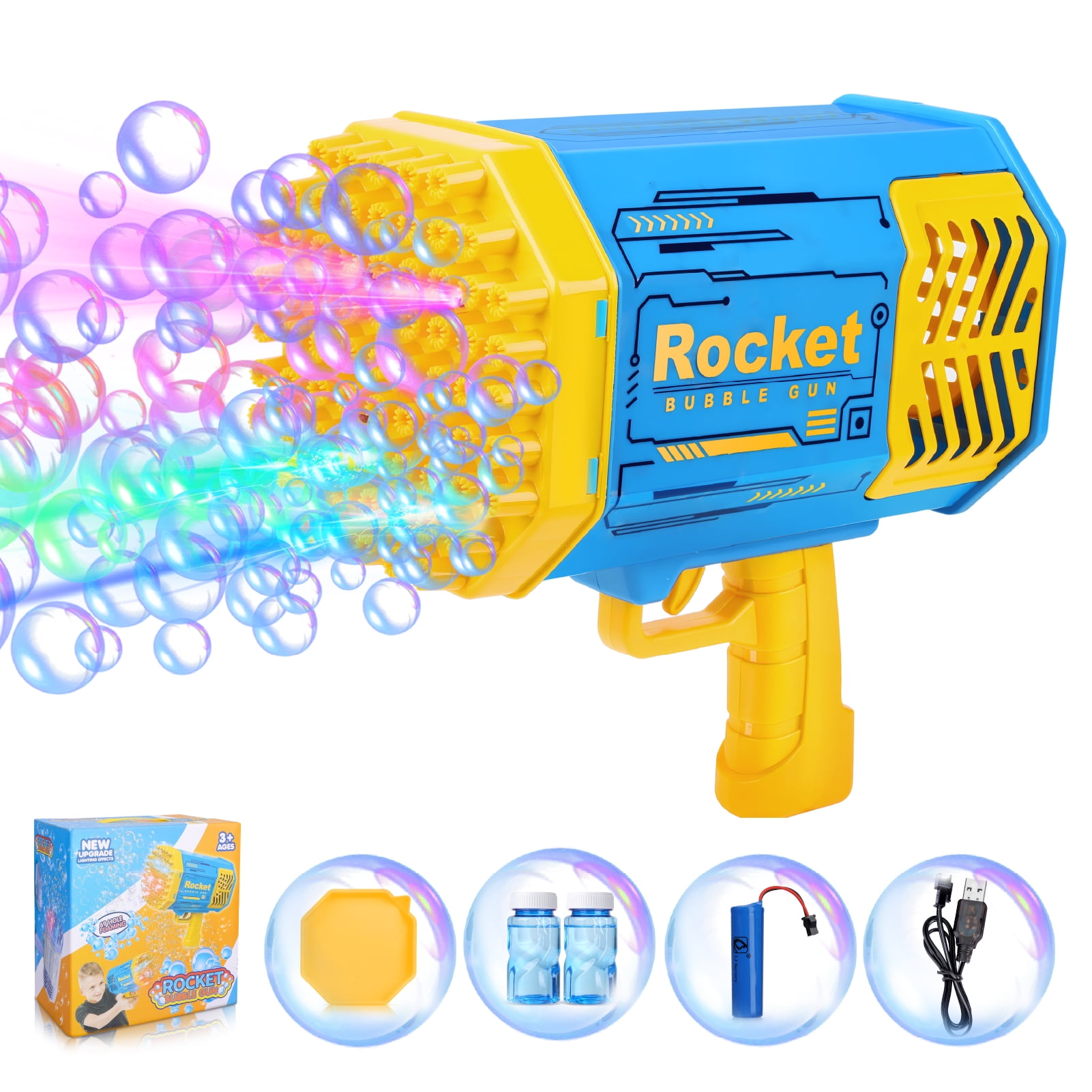 Ant Class Upgraded Rocket Bubble Gun 69 Holes with Colorful Lights ... Ant Class Upgraded Rocket Bubble Gun 69 Holes with Colorful Lights ...