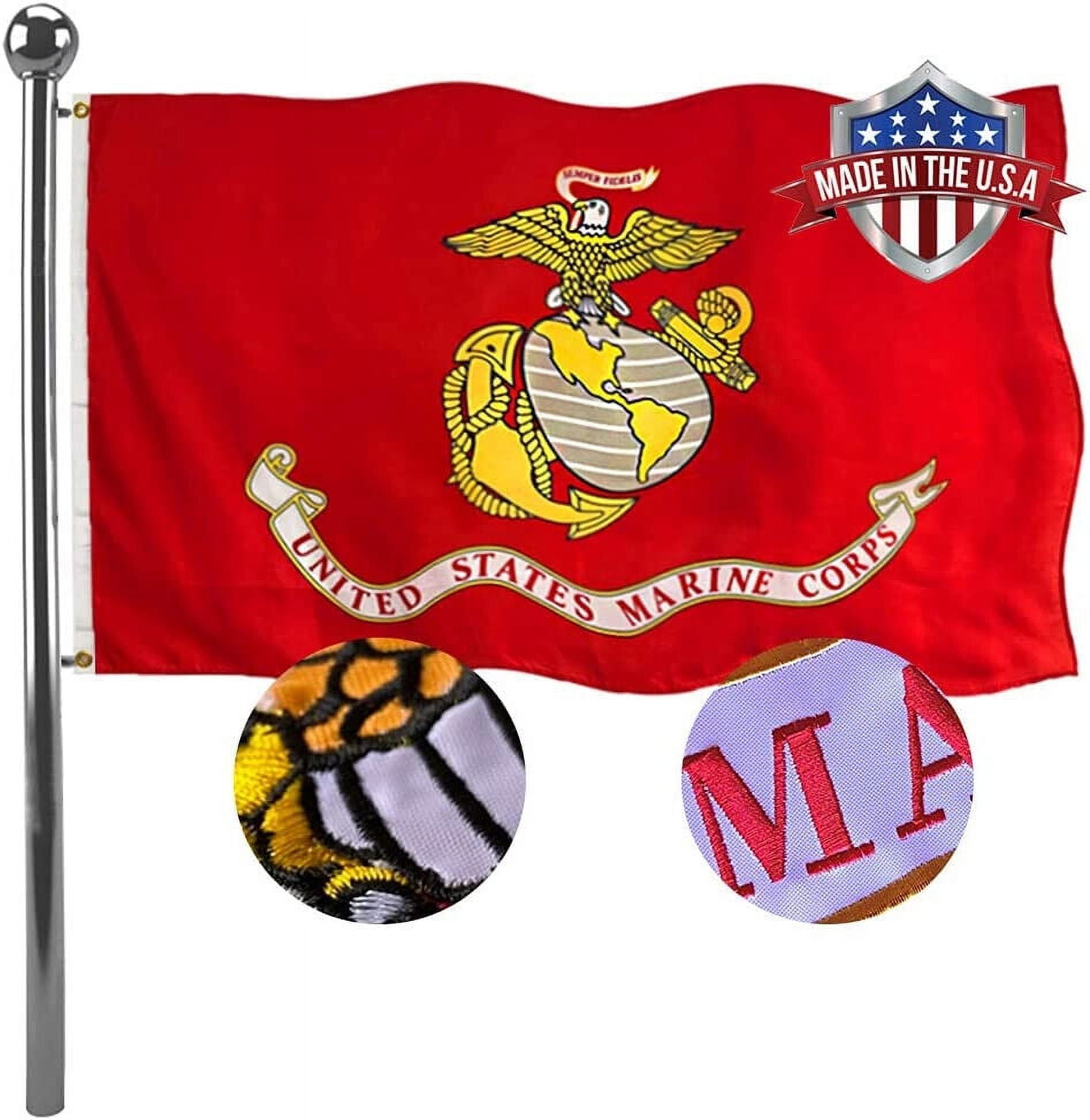 Ant Enterprises 3X5 Embroidered US Marine Corps Flag - Officially ...
