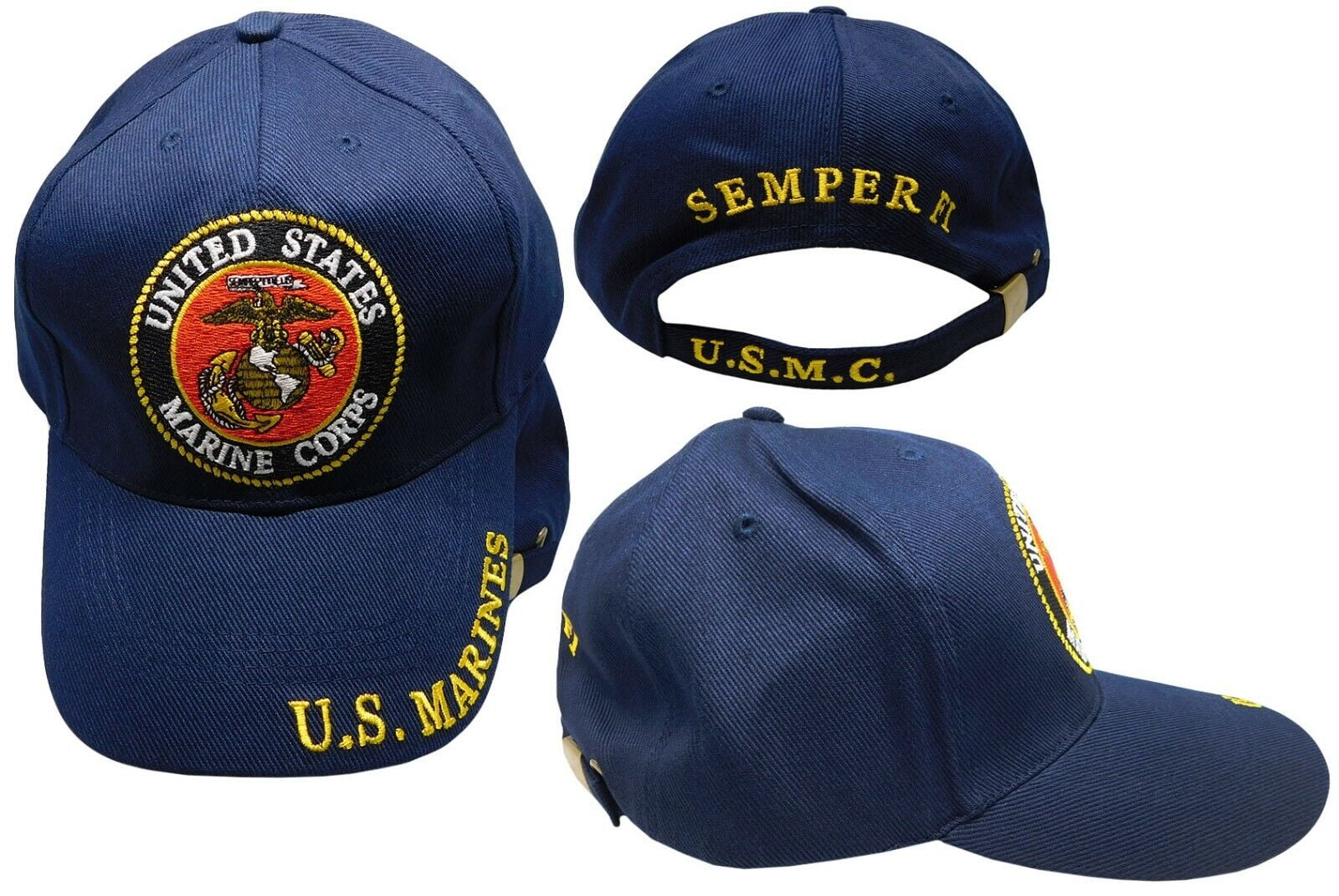 ANT Enterprises Military Marine Corps Embroidered Blue Cotton Hat ...