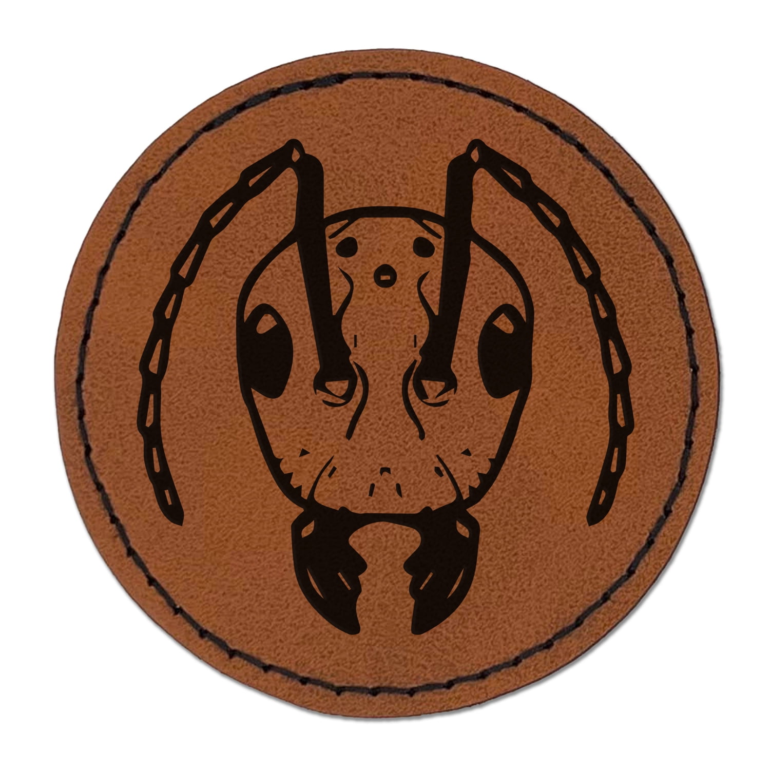 Ant Head Insect 2.5" Faux Leather Round Engraved Iron-On Patch - Brown ...