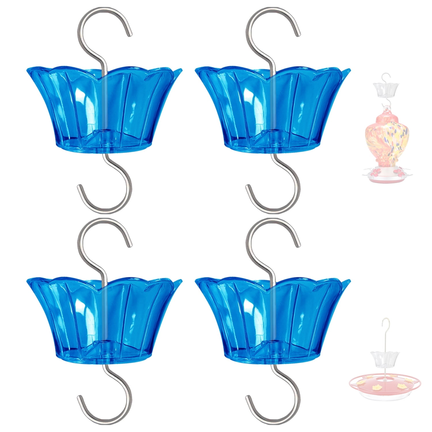 Ant Moat for Hummingbird Feeder - 3 OZ x 4 Pack Blue Insect Guard with ...