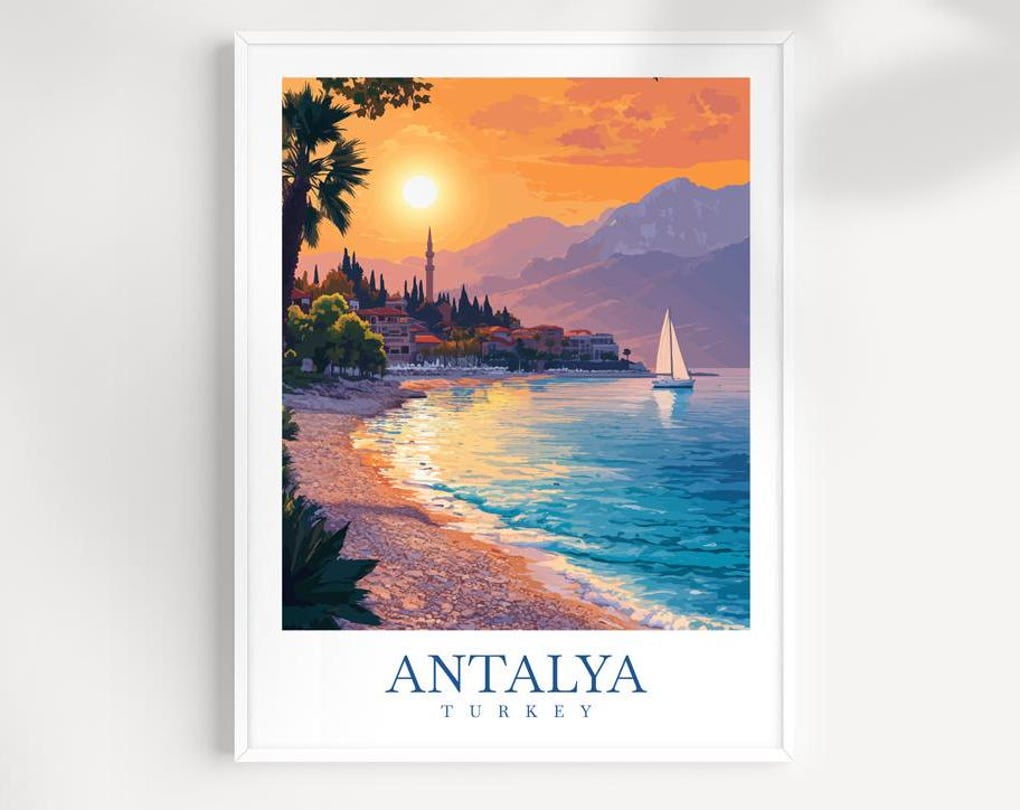 Antalya Travel Art Print, Wall Art For Home Décor, Antalya Gift For Art ...
