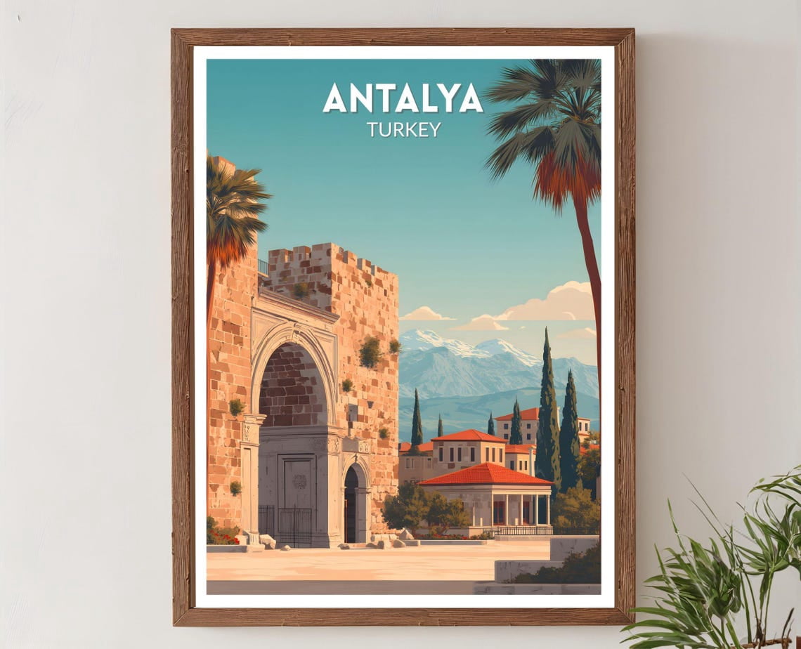 Antalya Turkey Retro Travel Mid Century Modern Vintage Coastal Asia ...