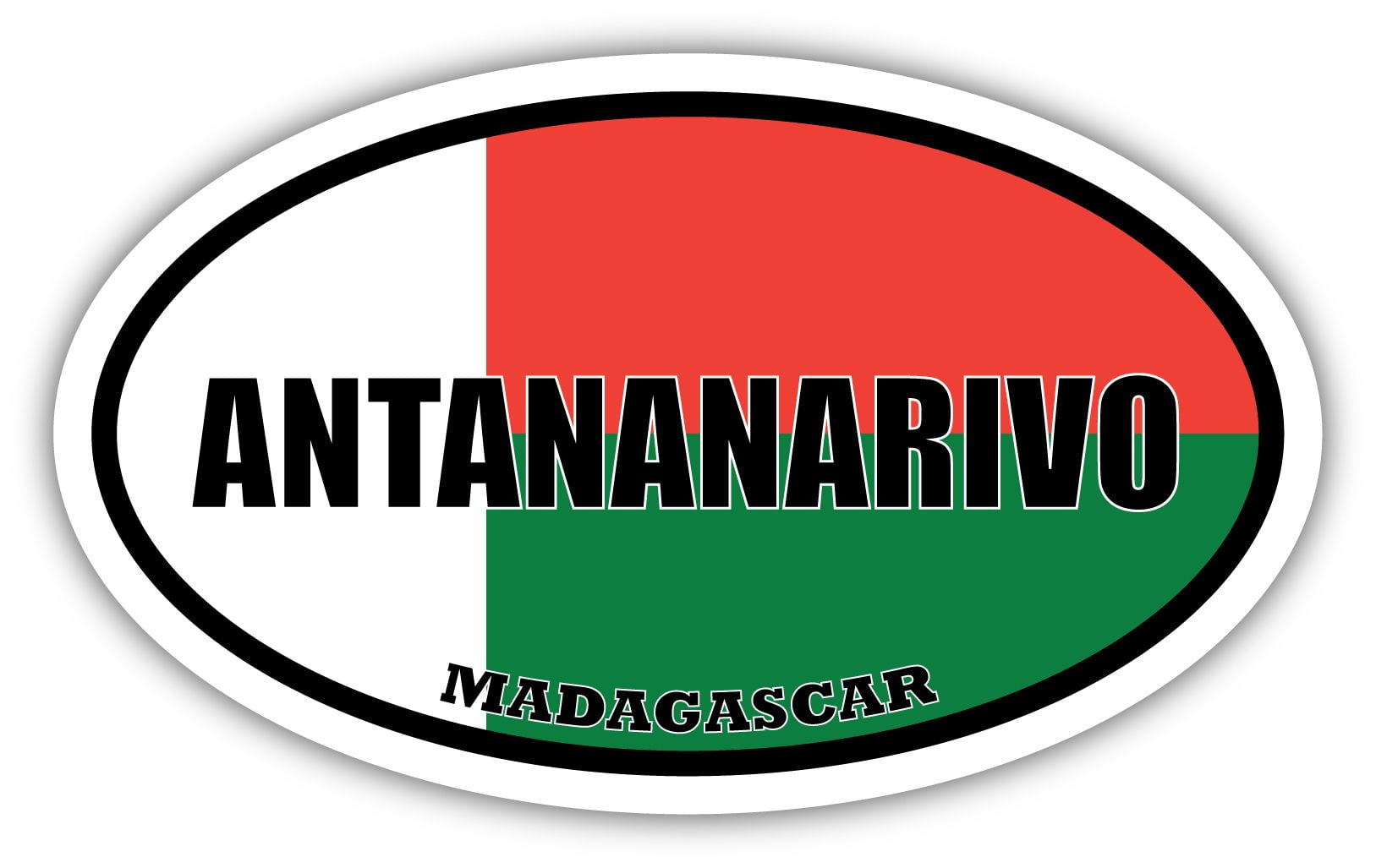 Antananarivo Madagascar Flag Oval Decal Vinyl Bumper Sticker 3x5 inches ...